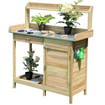 Costway Small Potting Bench Table Wooden Work Station For Outdoor ...