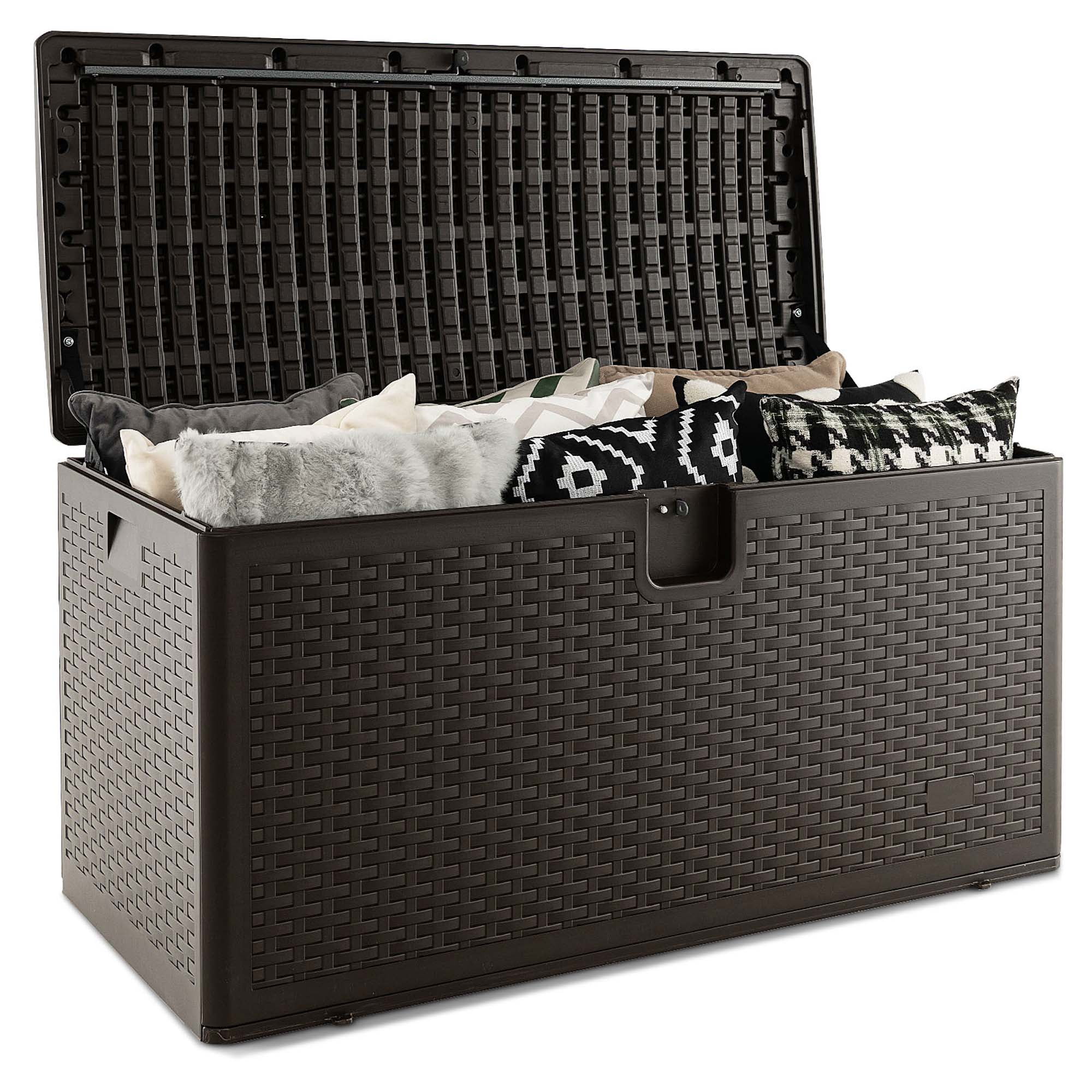 Costway 100 Gallon Patio Deck Box, Outdoor Plastic Waterproof Storage ...