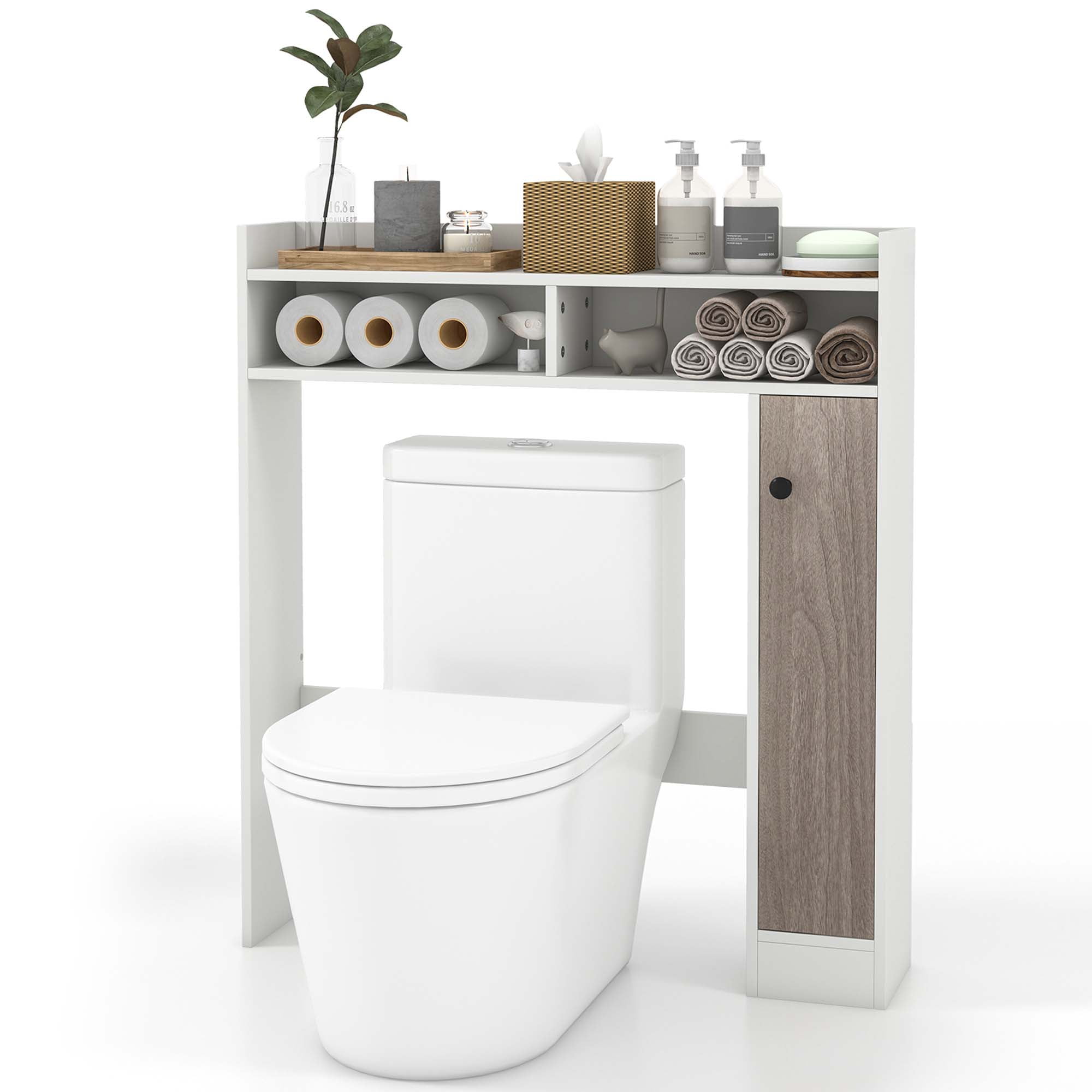 Costway Freestanding Over the Toilet Bathroom Cabinet, Small Space ...