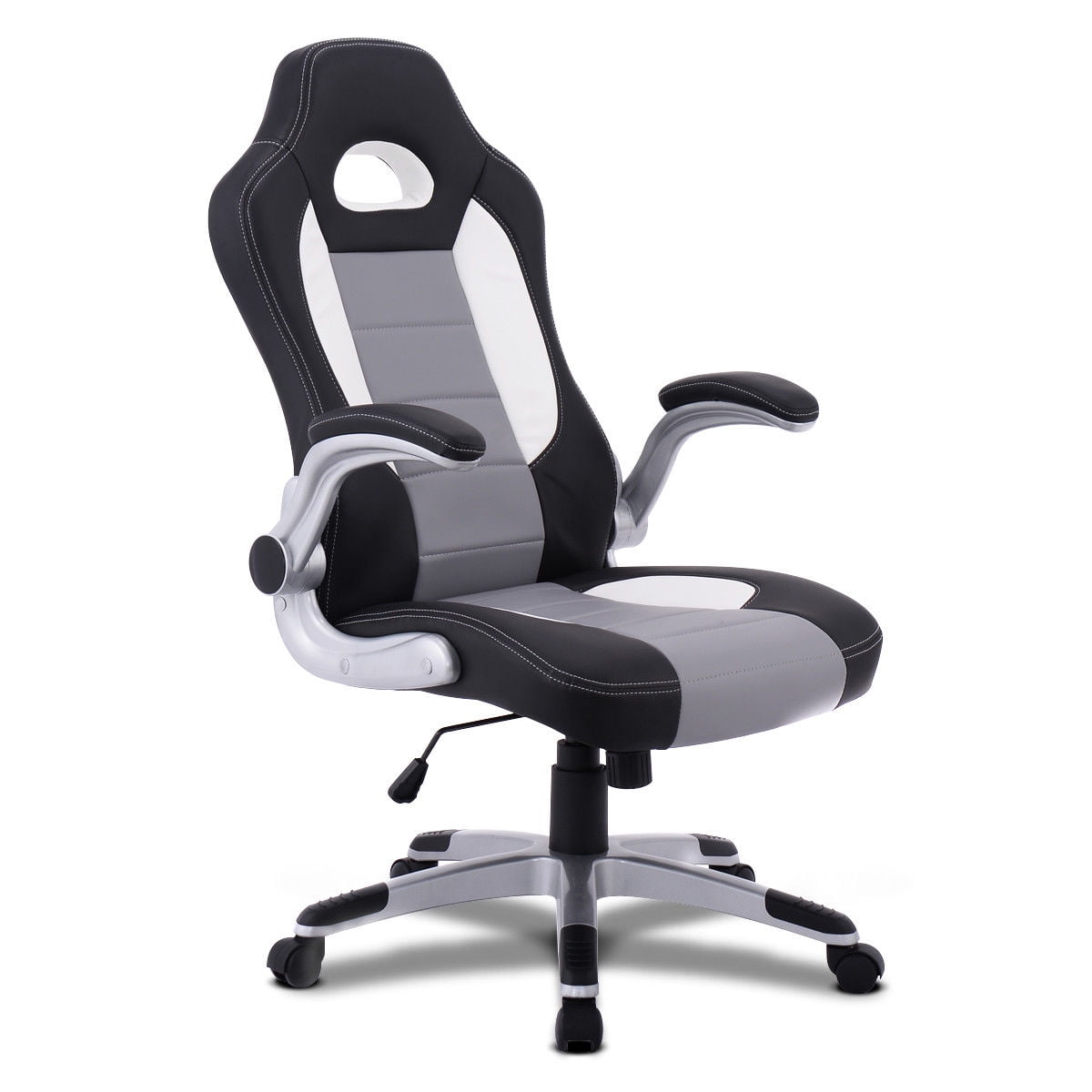 Costway PU Leather Executive Racing Style Bucket Seat Chair Sporty ...
