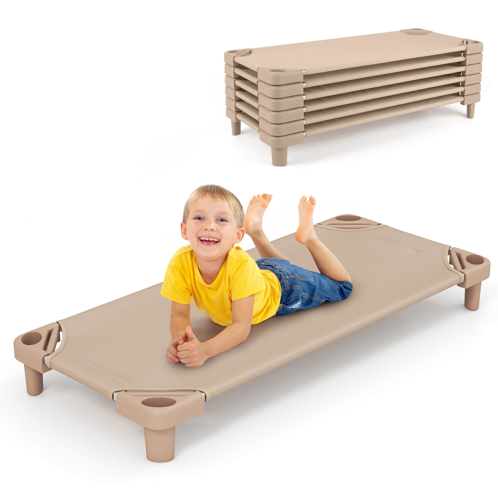 Costway Pack of 6 Kids Stackable Naptime Cot 52" L x 23" W Daycare Rest ...