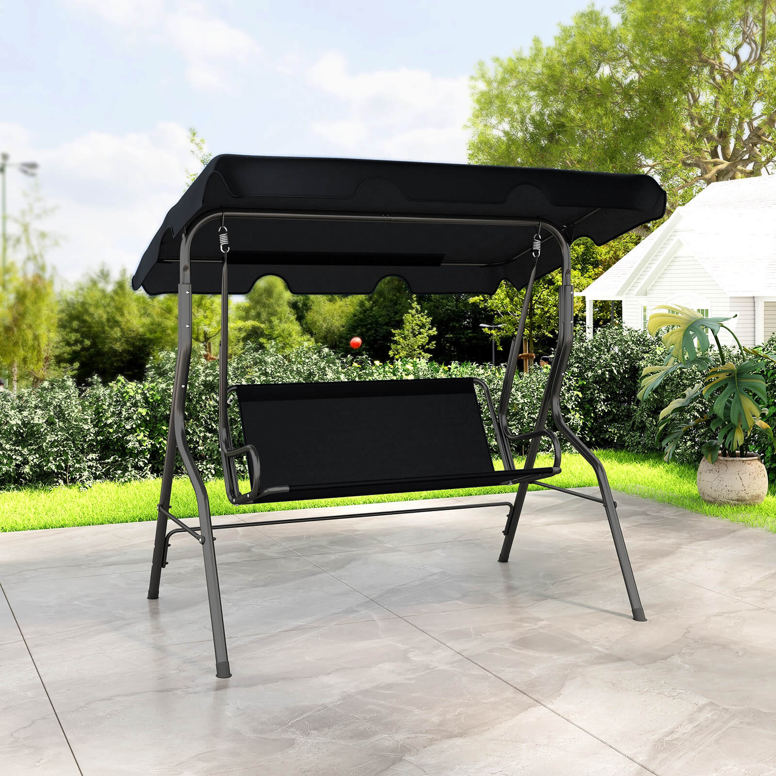 LAZY BUDDY Patio Swing Chair 3-Seat Converting Swing Glider Hammock for ...