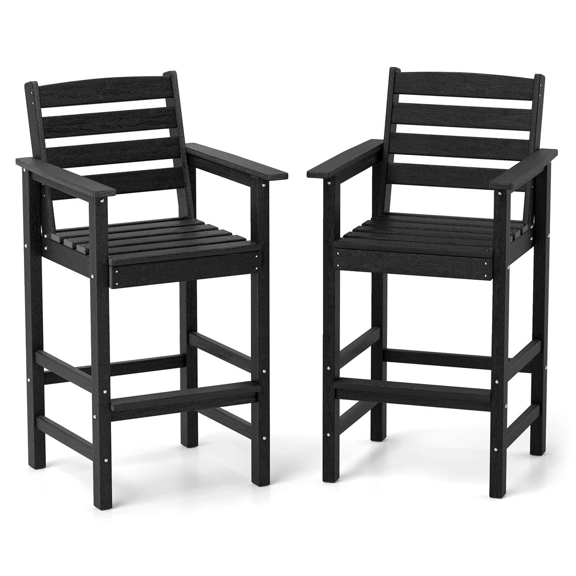 Costway Patio Adirondack Bar Chairs Set of 2 with Wide Armrests ...