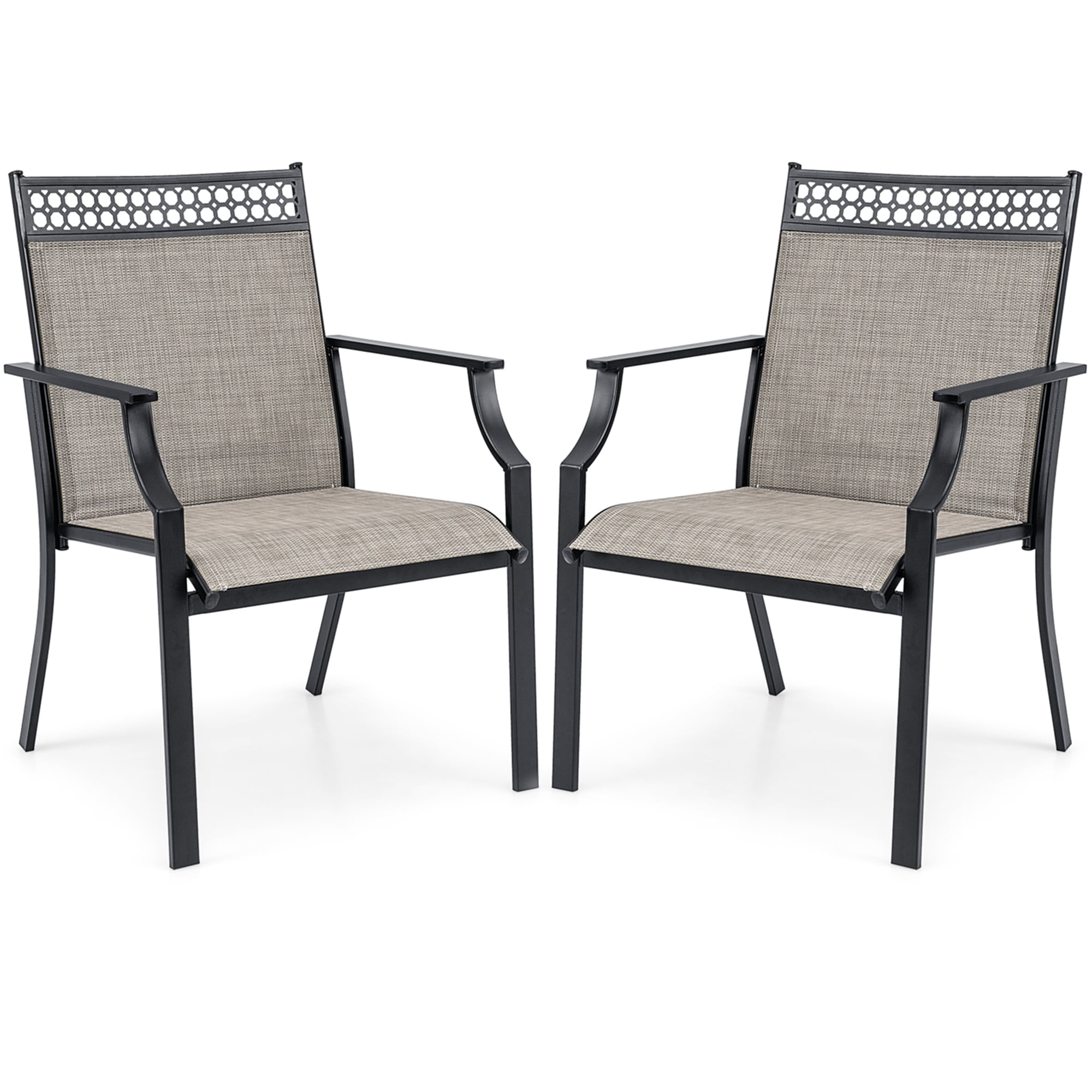 Costway 2 Outdoor Patio Chairs, All-Weather Fabric, High Backrest ...