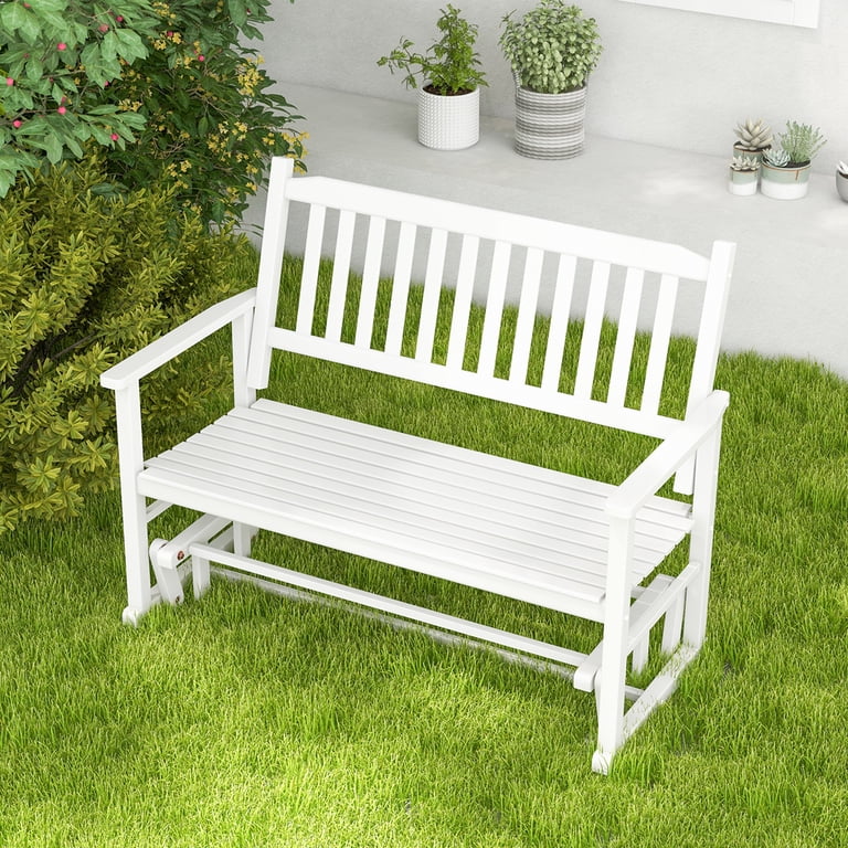Porch Swing Small White Glider Bench Costway Outdoor Patio Glider ...