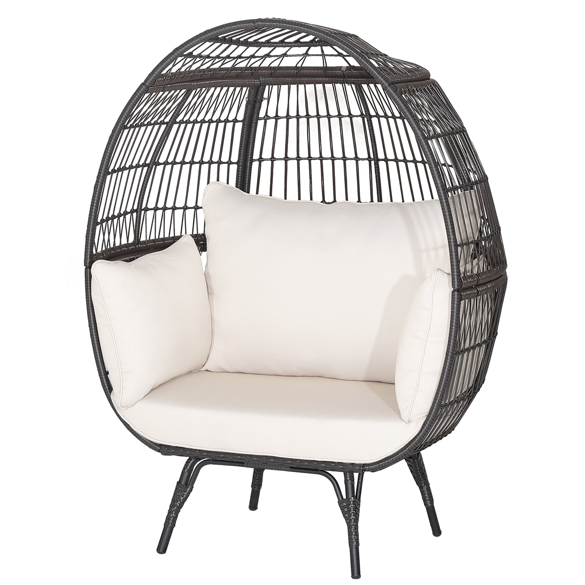Costway Wicker Egg Chair Lounge Basket, Black/Navy Cushion - Walmart ...