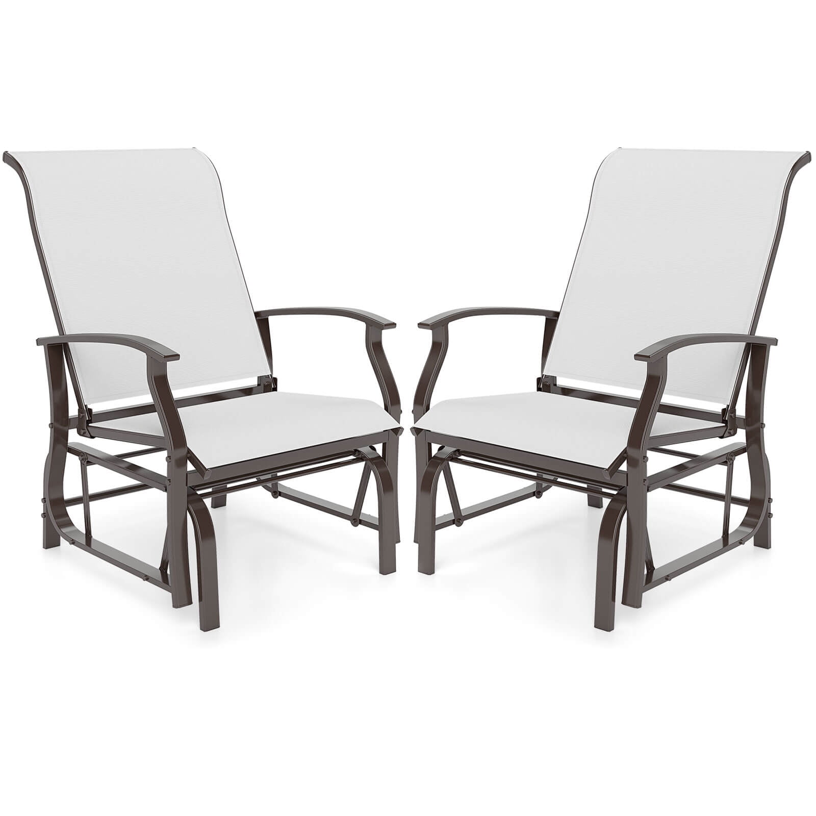 Costway Porch Gliders Set of 2 with Reclined High Back Breathable Mesh ...