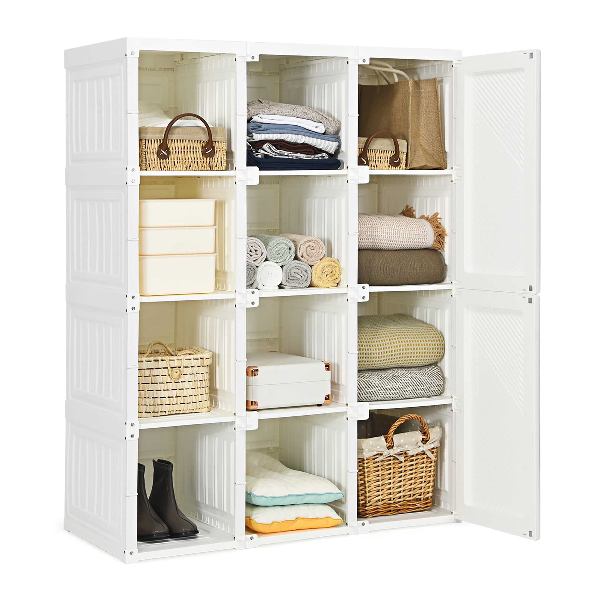 Costway Portable Closet Wardrobe with 12 Cubby Storage - Walmart.com