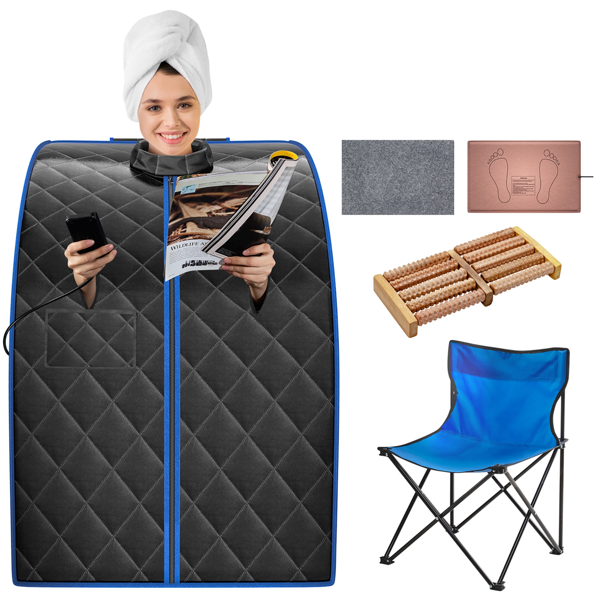 Costway Indoor Single Person Portable Body Steamer Far Infrared Sauna ...