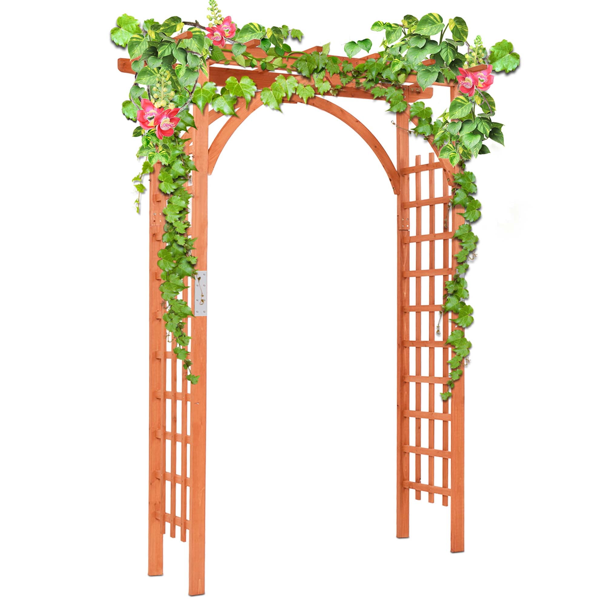 Costway Premium Cedar Arbor Arch: Sturdy Wood Garden Yard Gate Archway ...