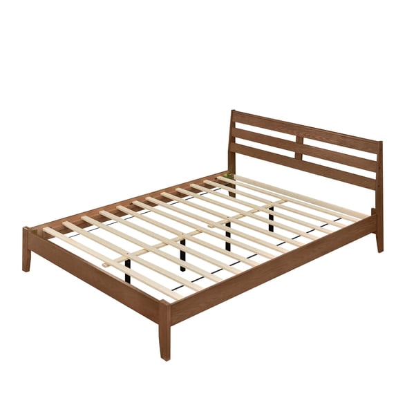 Costway Queen Size Wood Bed Frame with Slat Headboard Under-Bed Storage ...