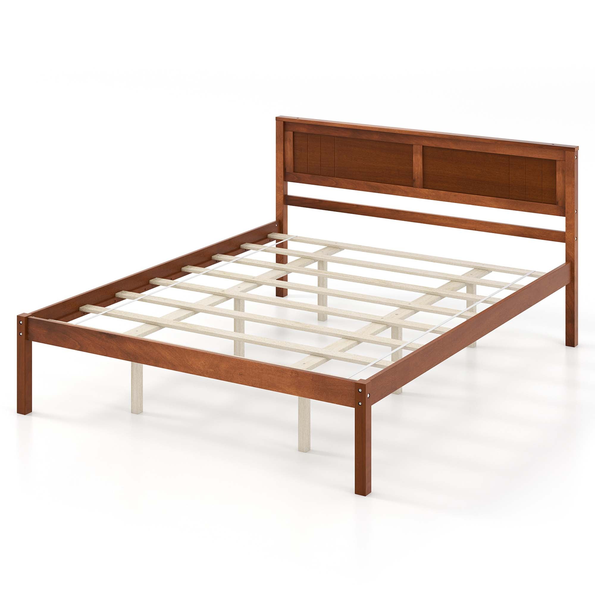 Costway Queen Size Wooden Platform Bed Frame W/ Headboard And Footboard ...
