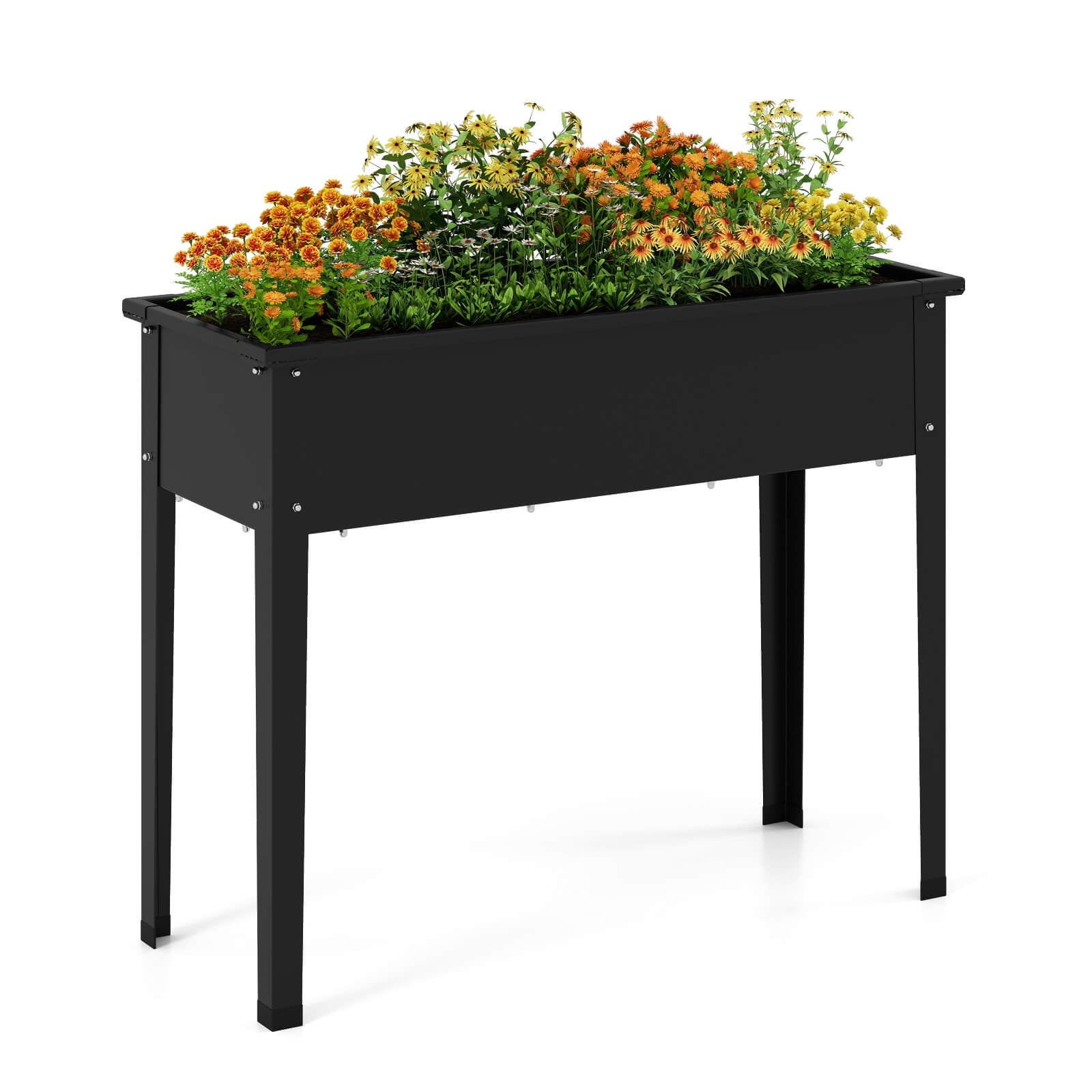 Costway Raised Garden Bed Elevated Metal Planter Box with Legs Drainage ...