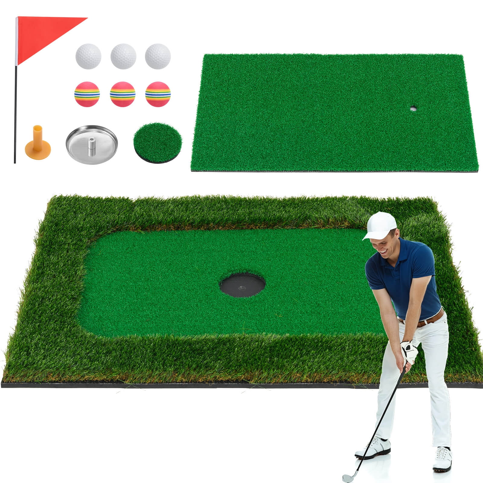 Costway Rectangular Floating Golf Green for Pool Includes Golf Hitting ...