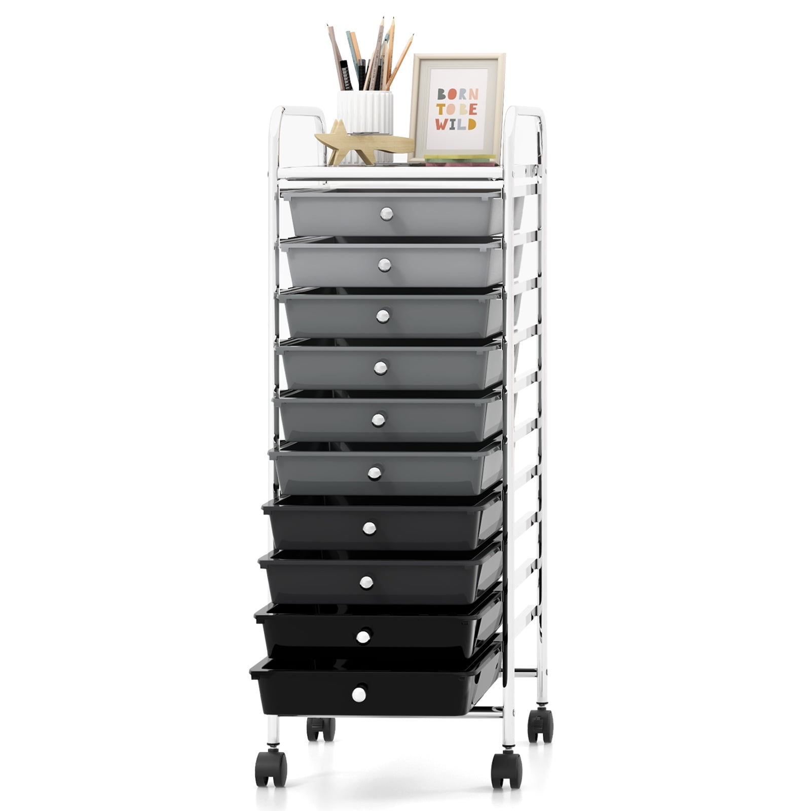 Costway Art & Craft Storage Carts with 10 Removable Drawers Mental ...