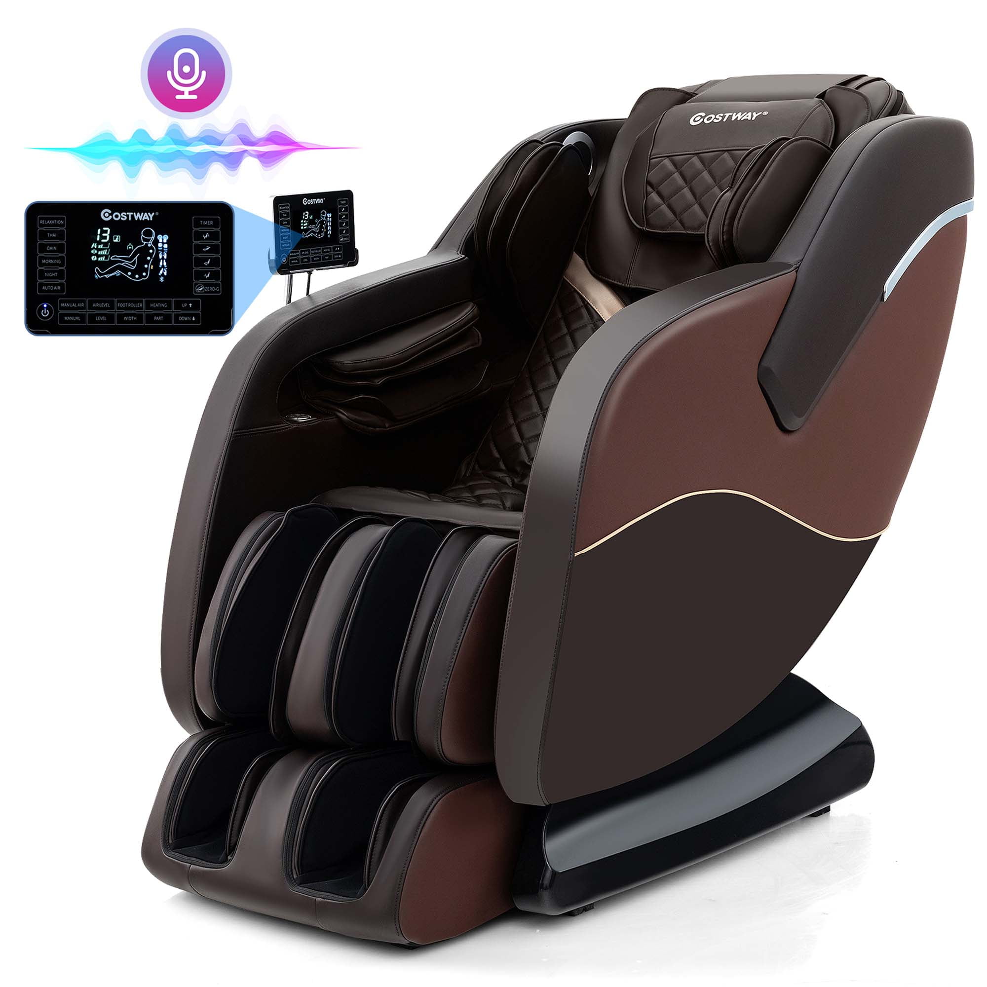 Costway SL Track Zero Gravity Massage Recliner with Thai Stretch Foot ...