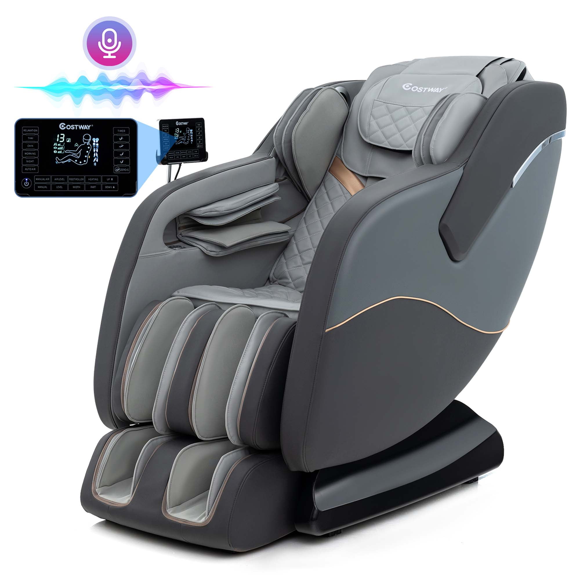 Costway SL Track Zero Gravity Massage Recliner with Thai Stretch Foot ...