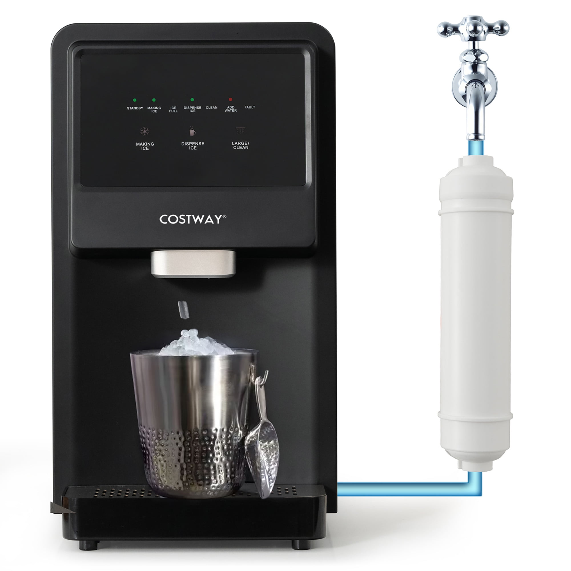 Costway Stainless Steel Self Dispensing Nugget Ice Maker 55lbs/Day with ...