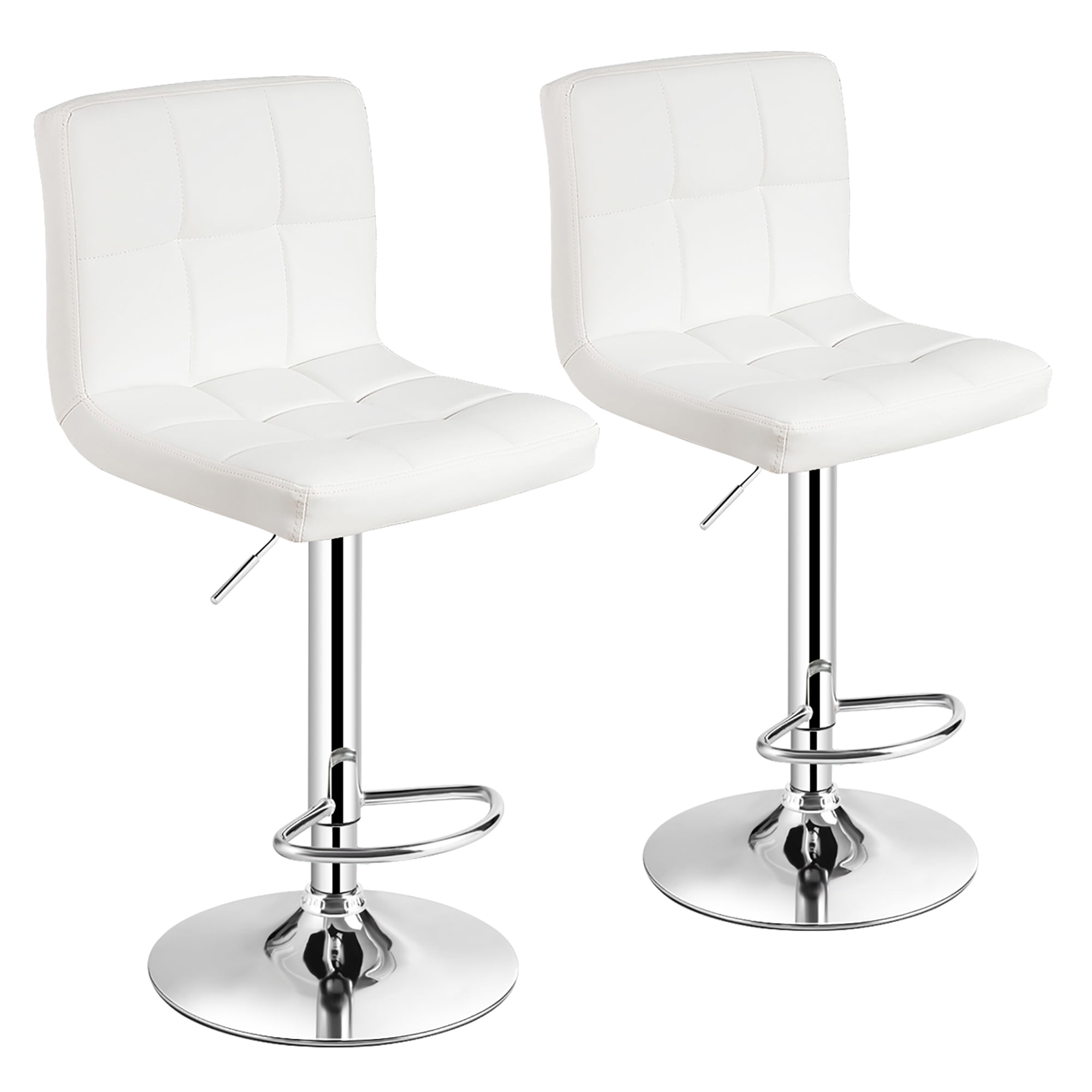 Costway 2 Adjustable Bar Stools, PU Leather Swivel, Kitchen Counter Pub ...