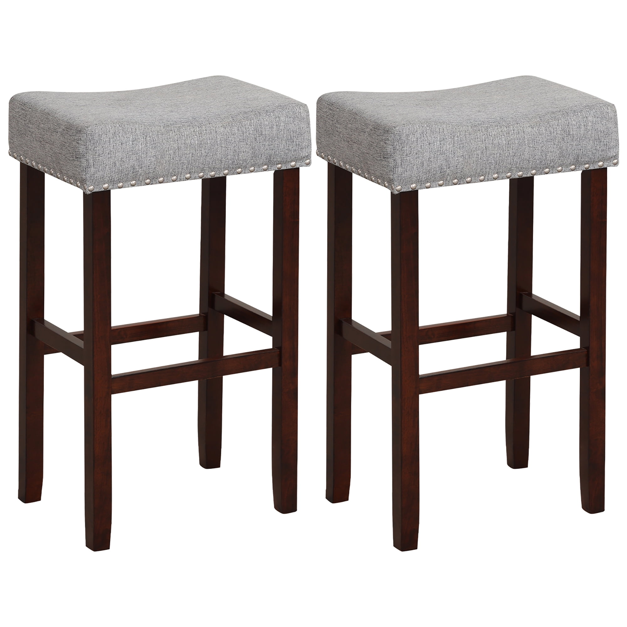 Costway Set of 2 Bar Stools Height Saddle Kitchen DINING Chairs with ...