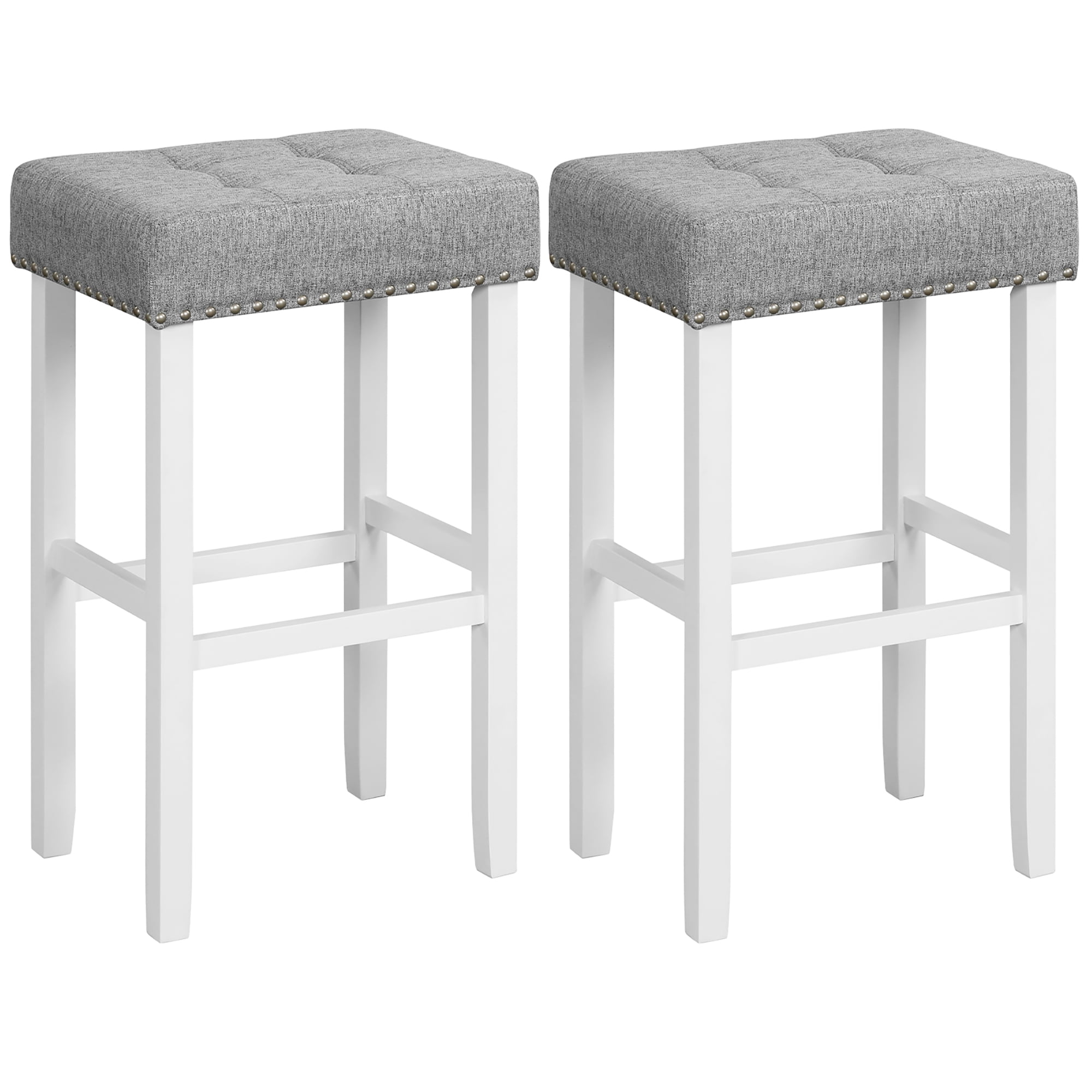 Costway Set of 2 Bar Stools Tufted Upholstered Height Dining Chairs ...
