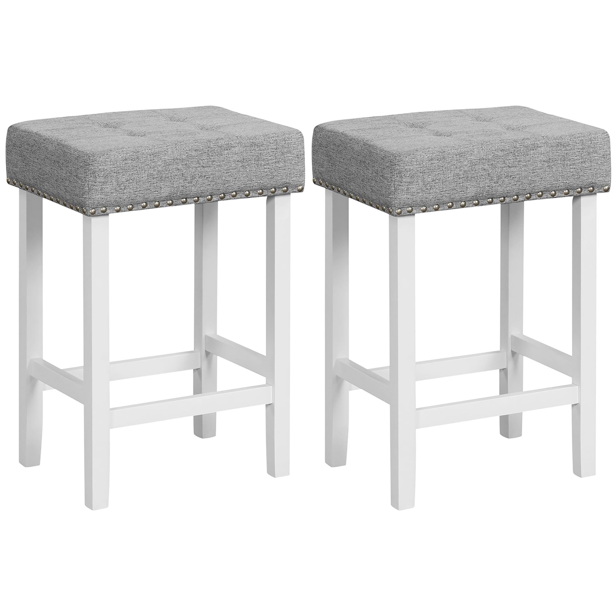 Costway Set of 2 Bar Stools Tufted Upholstered Counter Height Chairs ...
