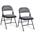 Costway Pack of 2 Dining Chairs, Fabric Upholstered, Padded Seat, Metal ...