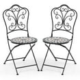 Costway Set of 2 Mosaic Chairs for Patio with Decorative Backrest Heavy ...