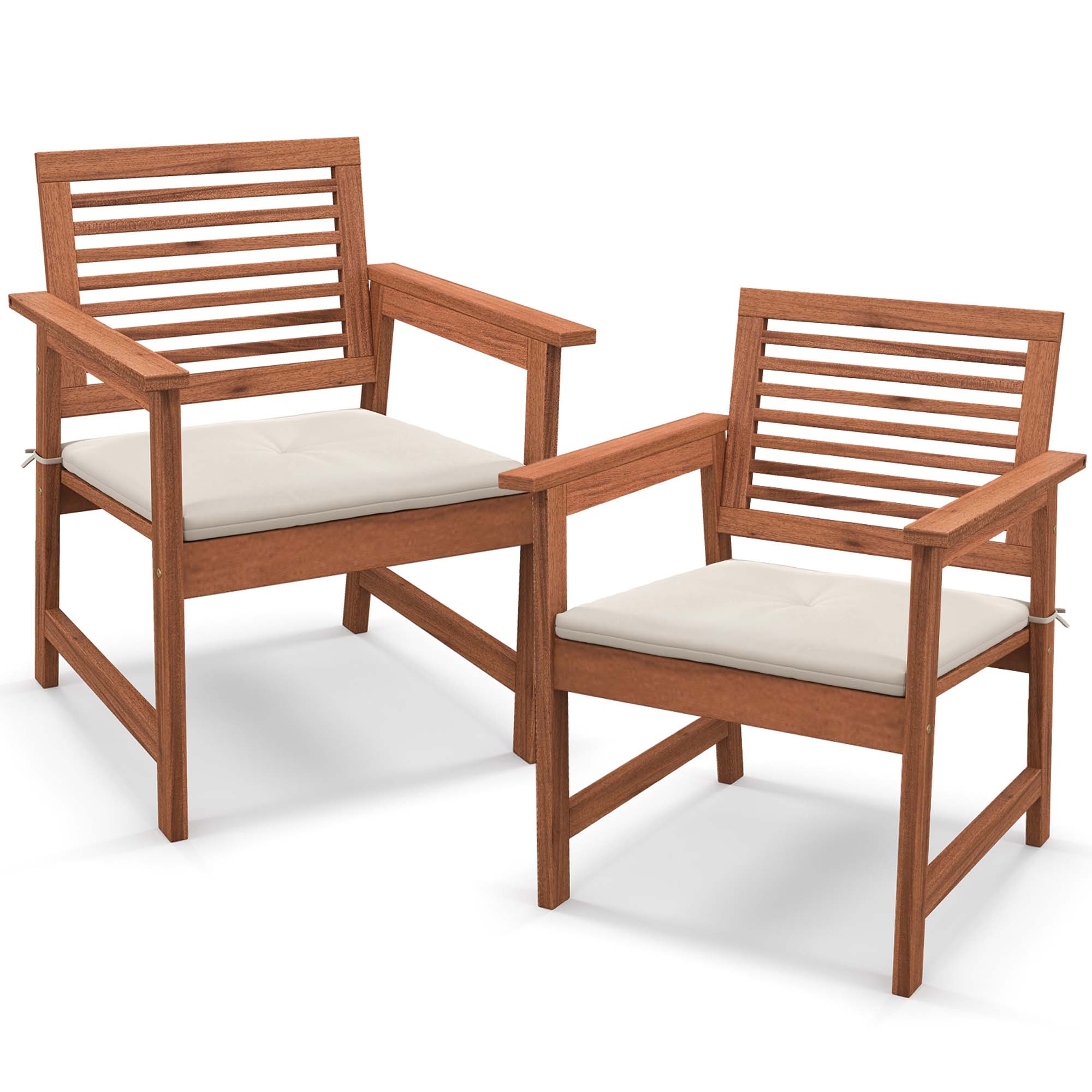 Costway Set of 2 Outdoor Dining Chair Patio Solid Wood Chairs with ...