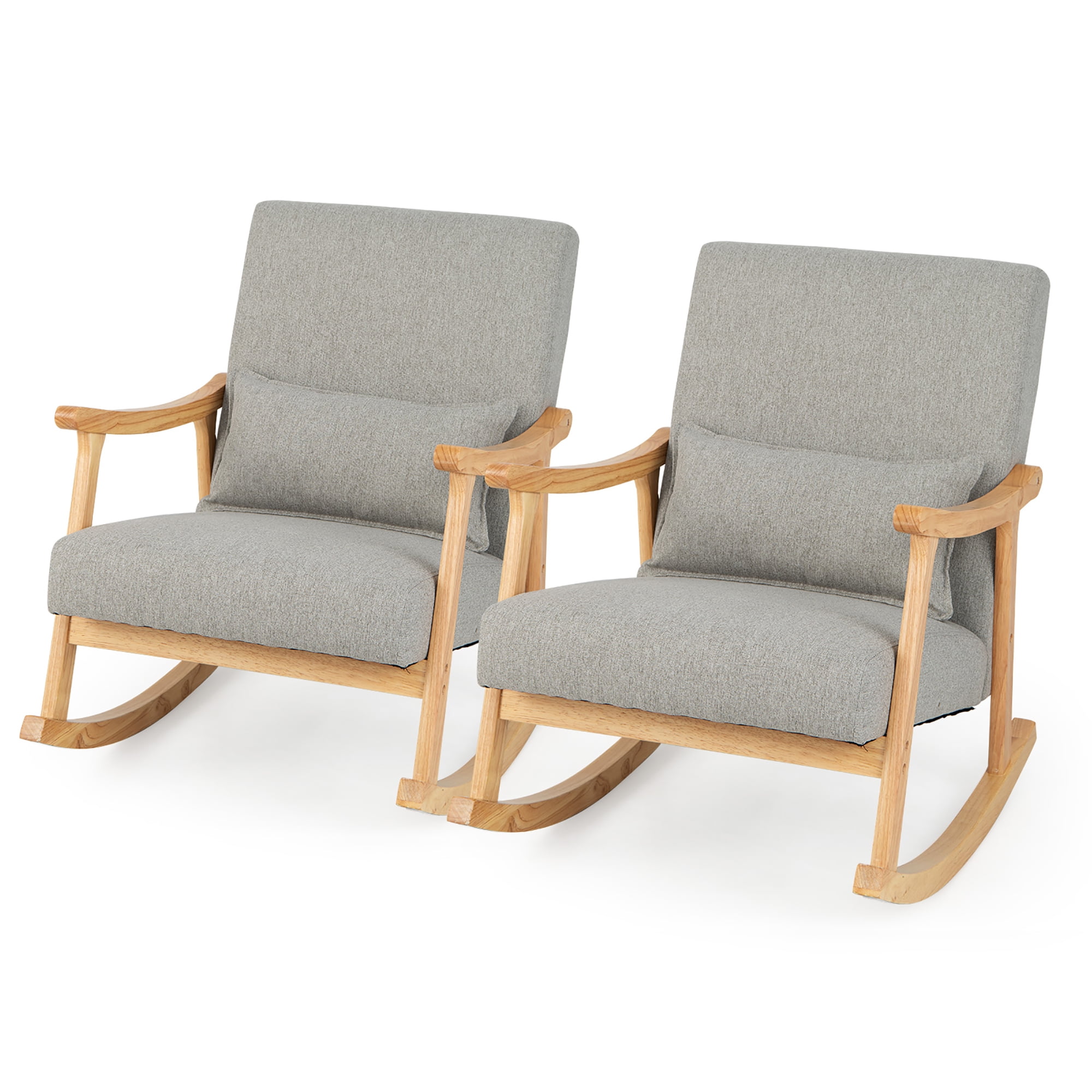 Costway Set of 2 Rocking Chairs with Pillow Rocking Armchairs with ...