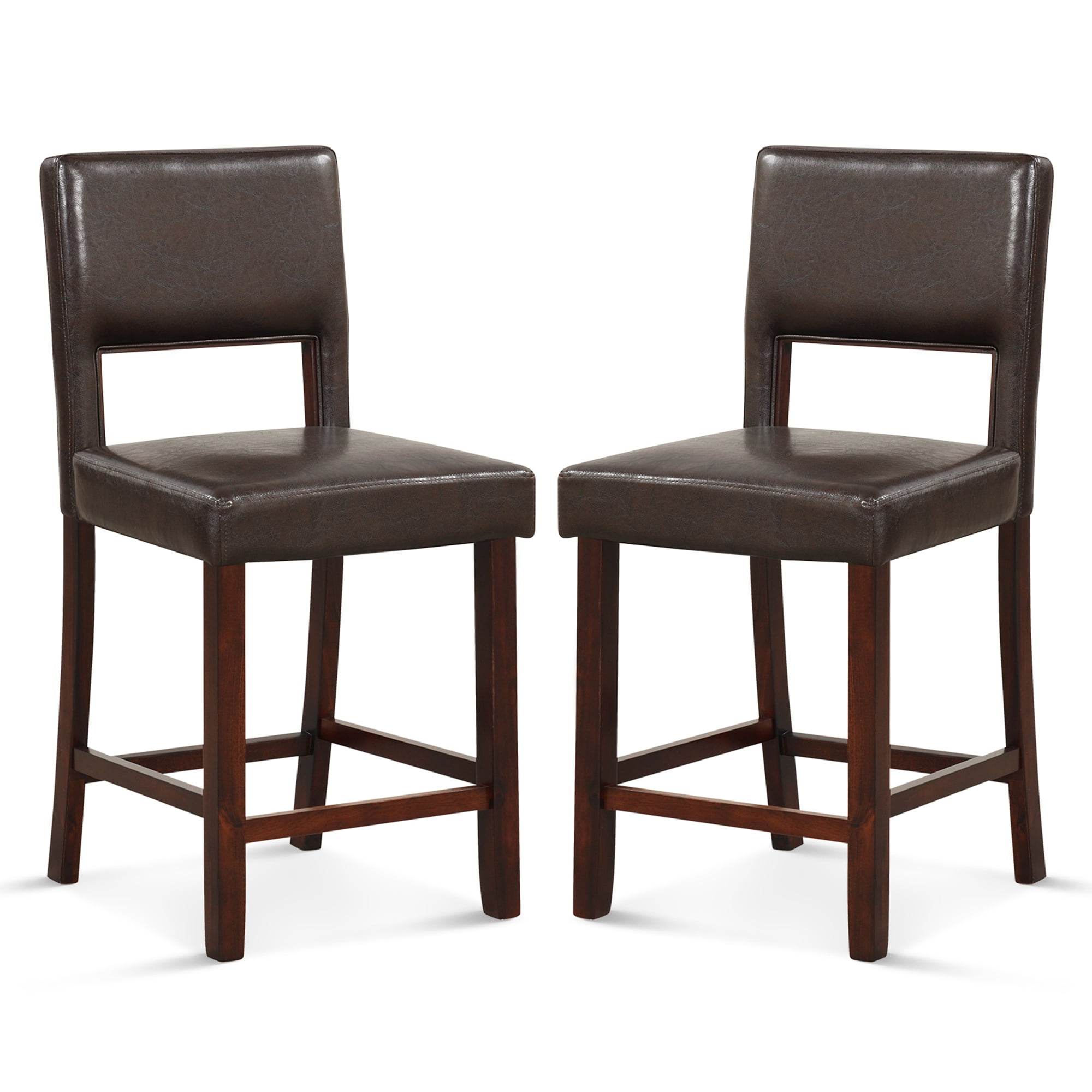 Costway High Kitchen Bar Stool Set of 2, 24.5'' Counter Height ...