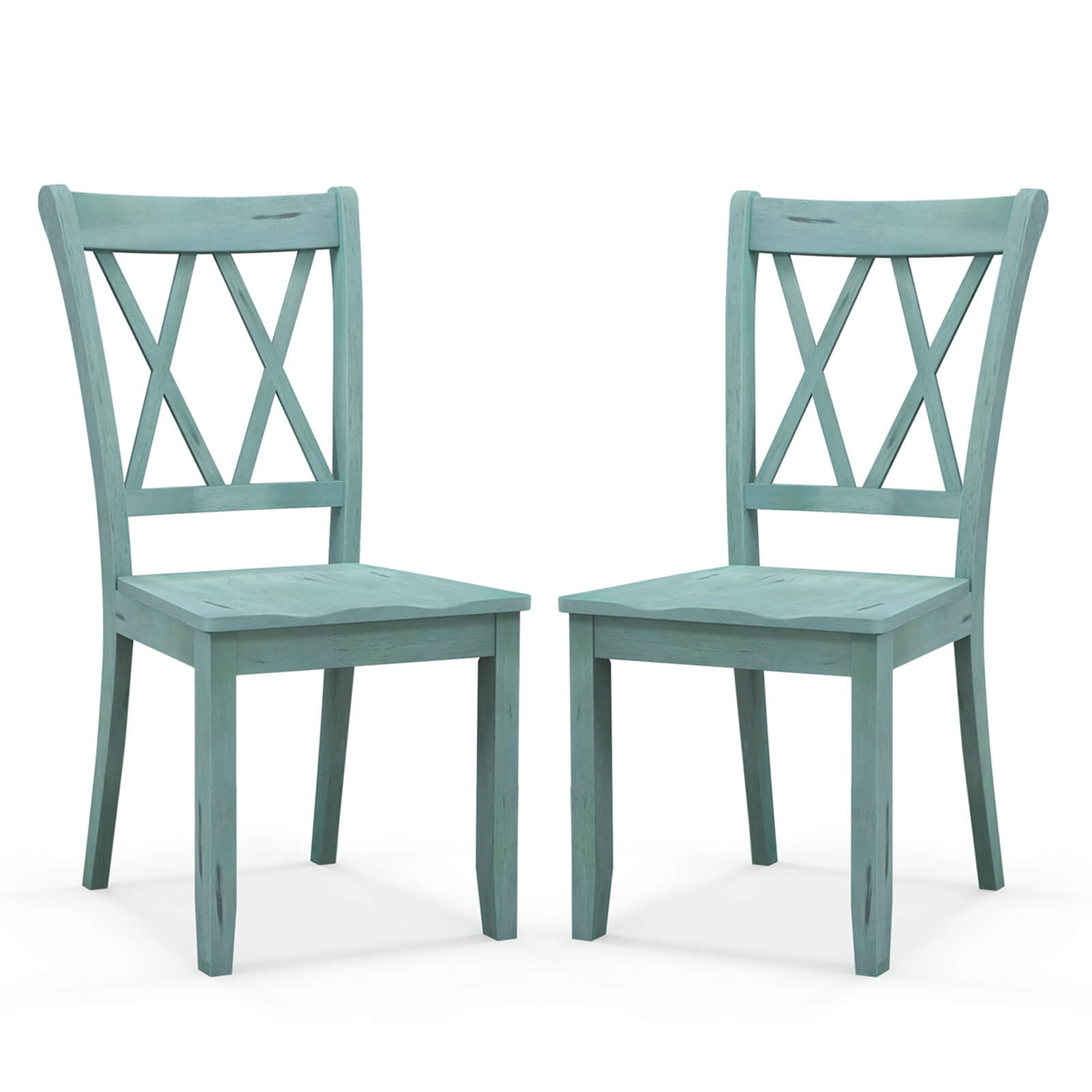 Costway Set of 2 Wood Dining Chair Cross Back Dining Room Side Chair Mint Green Home Kitchen
