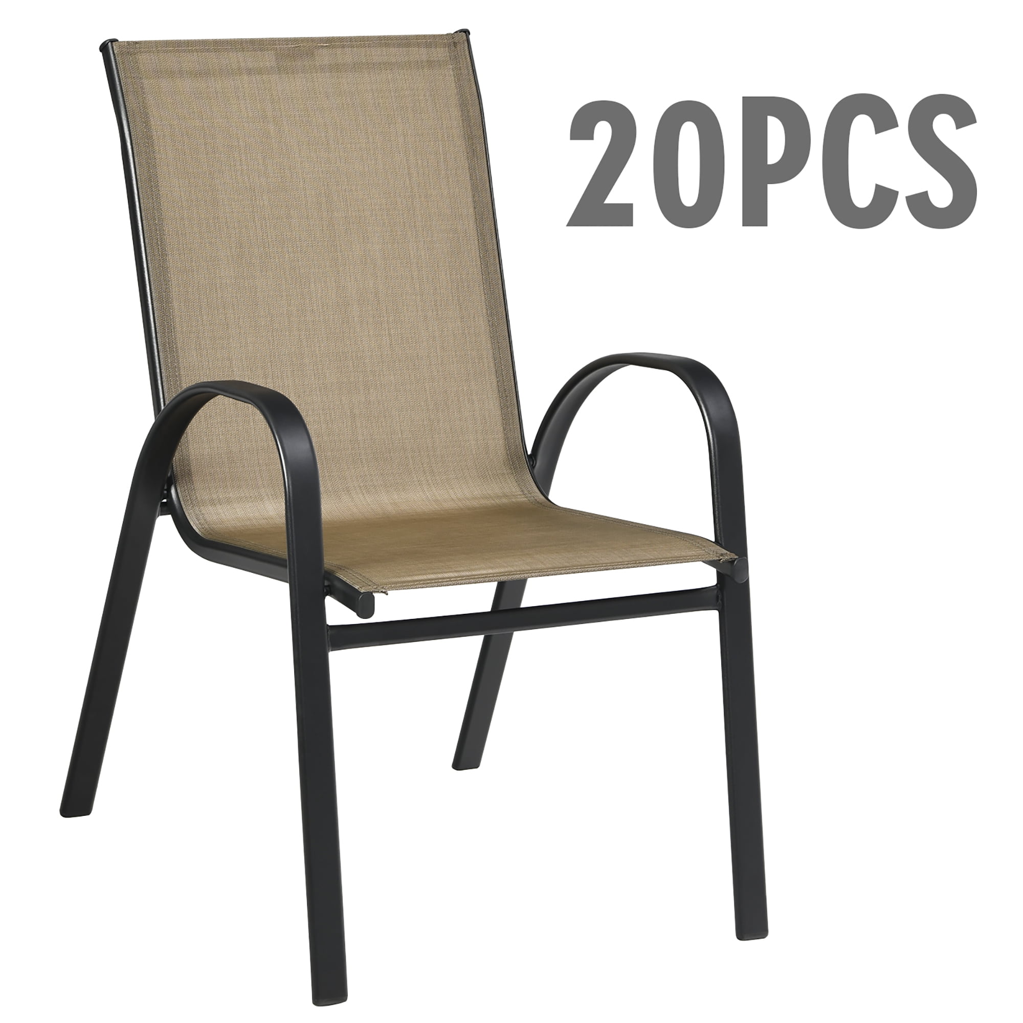 Costway Outdoor Dining Set of 20 Stackable Patio Chairs with High Back ...