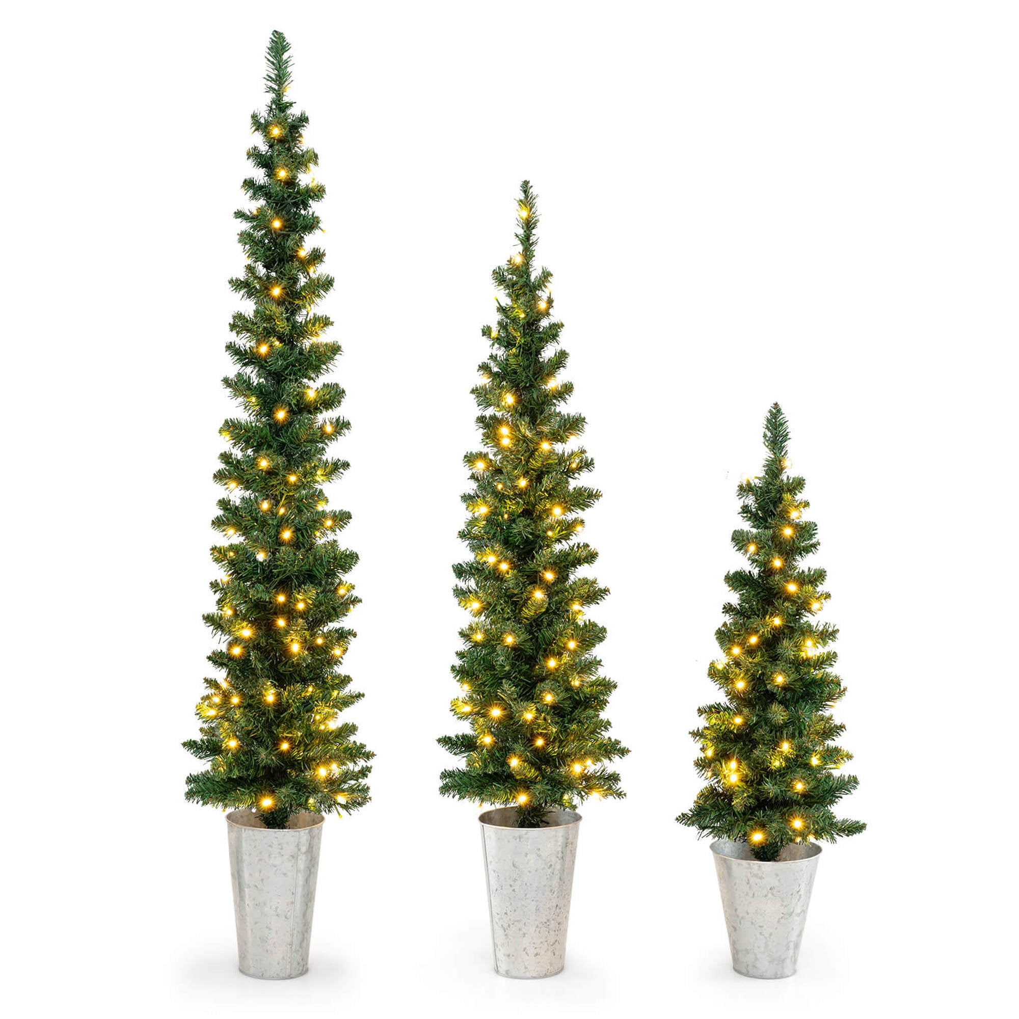 Costway Set of 3 Pre-Lit Artificial Christmas Trees with 423 Branch ...