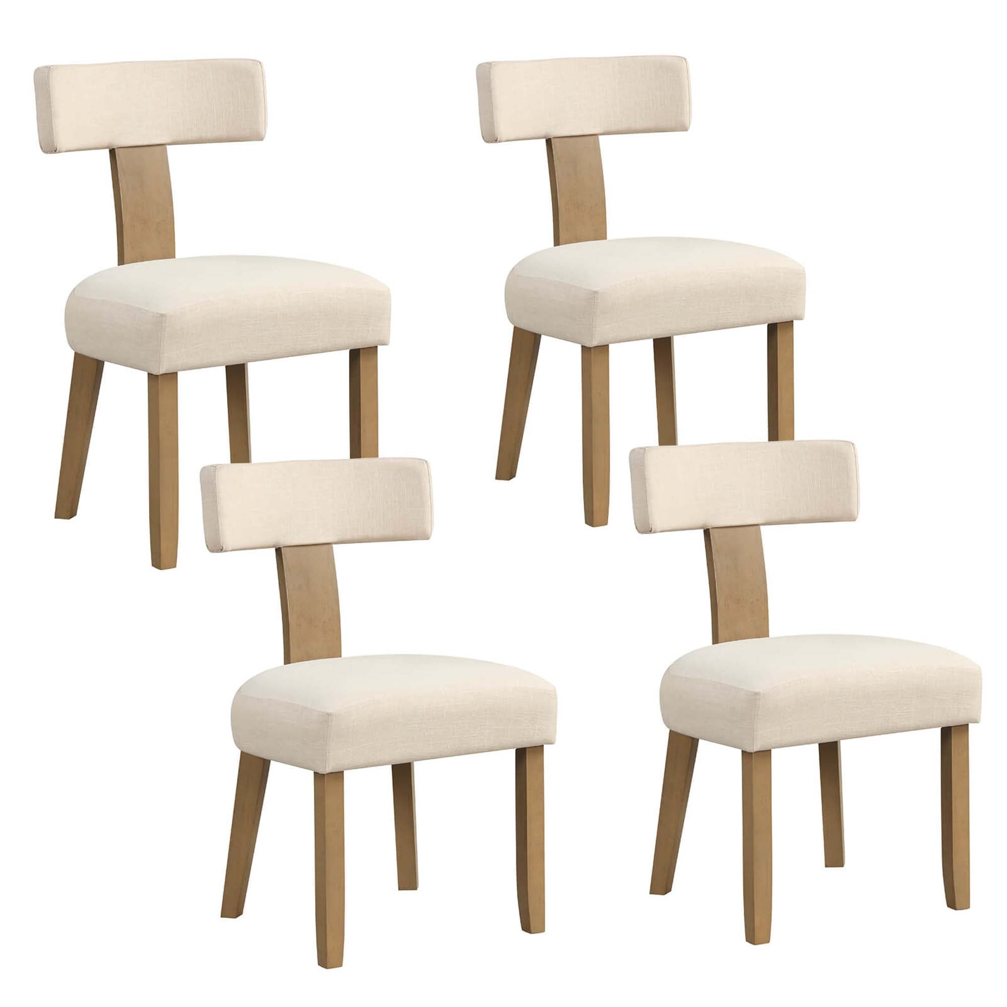 Costway 4-Piece Kitchen Dining Chairs Set, Armless, Curved Backrests ...