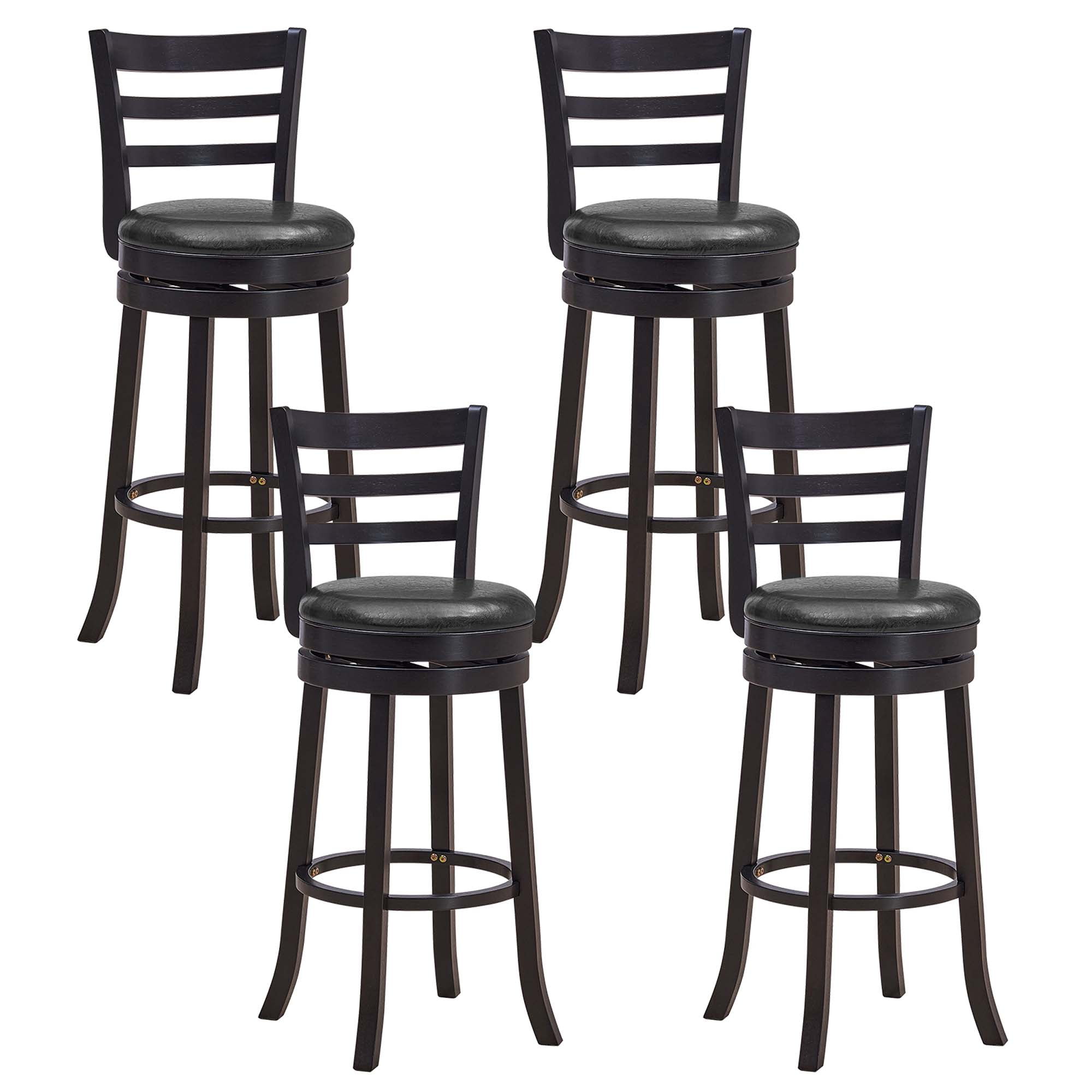 Costway Set of 4 Swivel Bar Stools with PU Upholstered Seats for ...