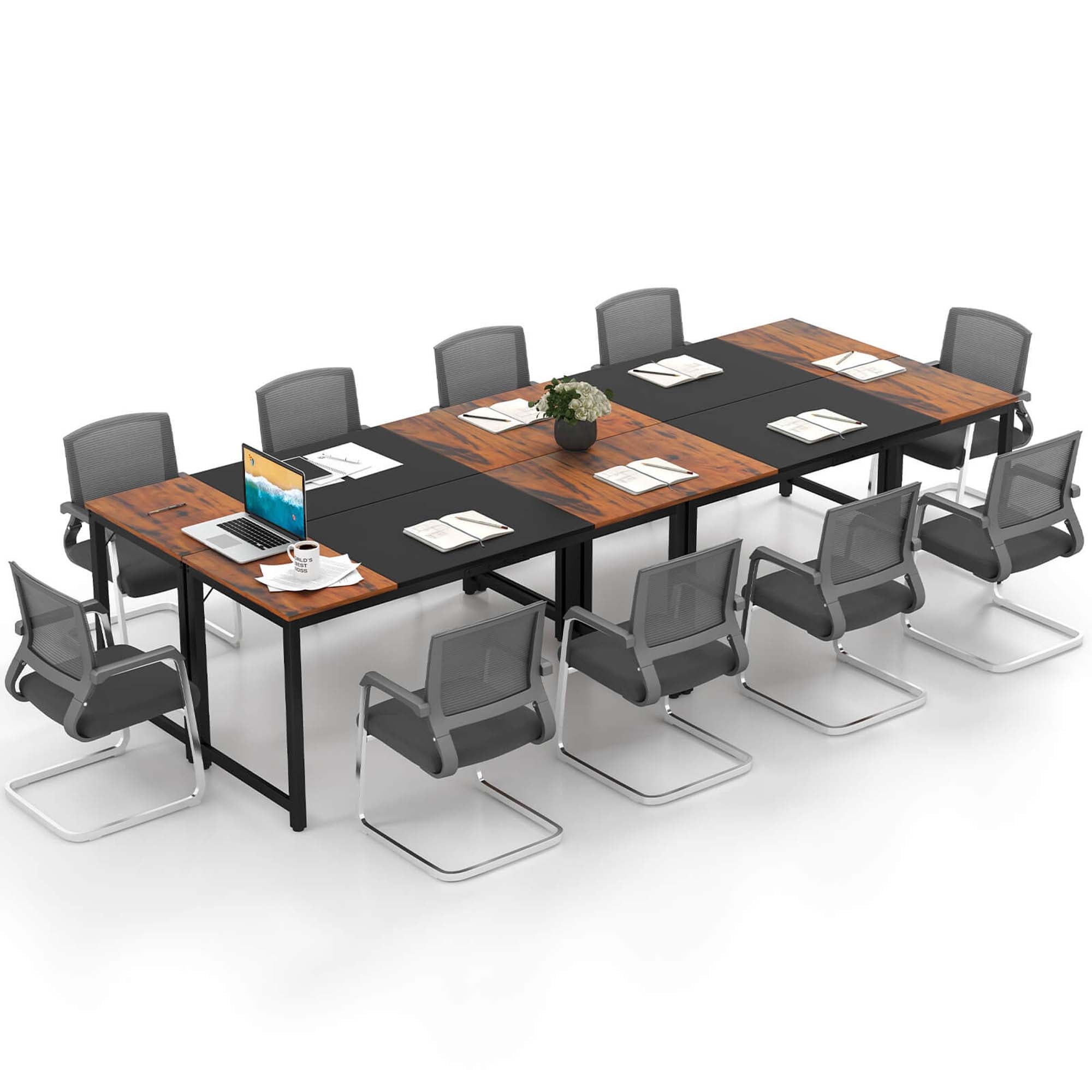 Costway Set of 4 Conference Table 63'' x 24'' Meeting Table with Metal ...