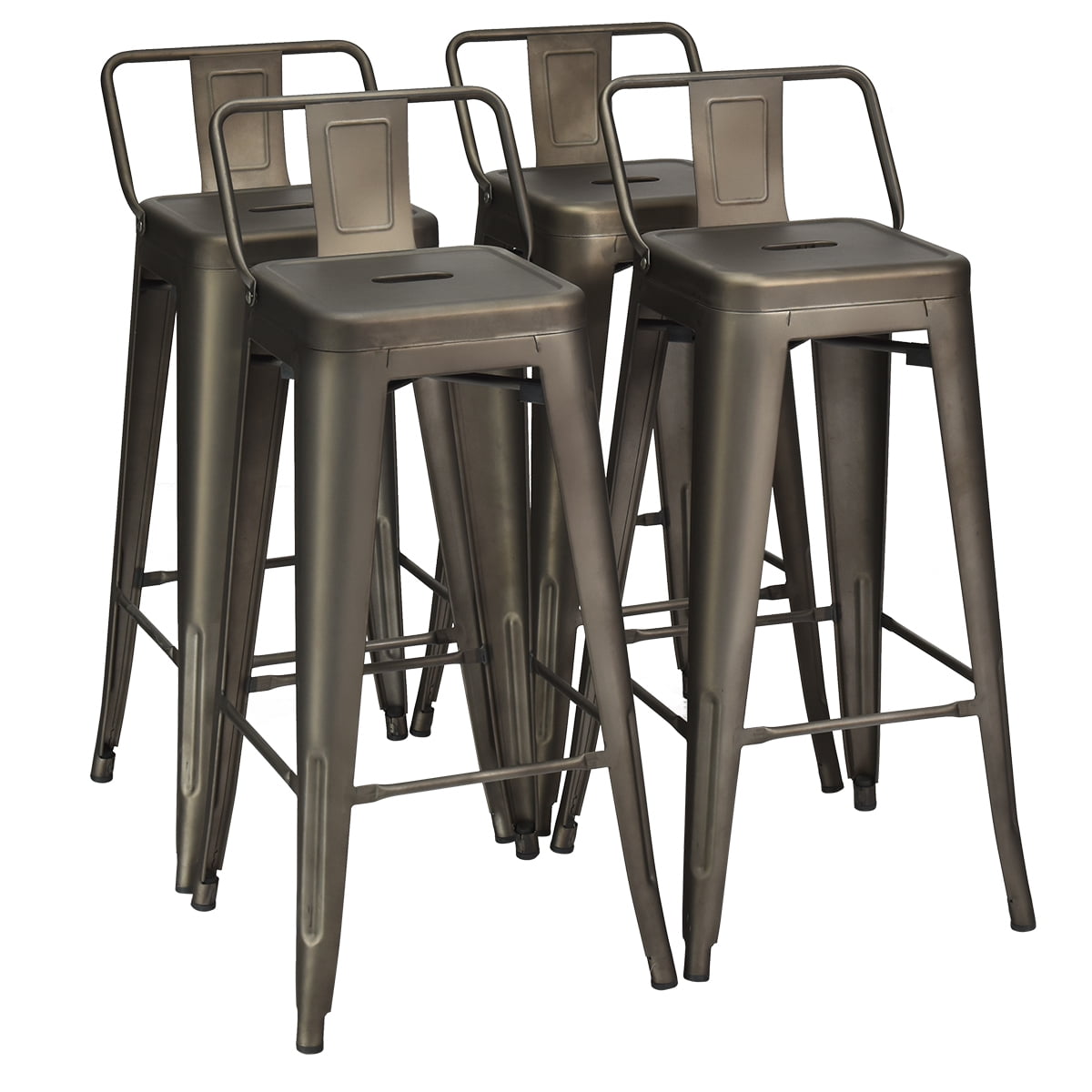 Costway High Counter 4pc Metal Stools 30'' Bar Height Barstools ...