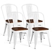 Topbuy Set of 4 Industrial Style Metal Dining Side Chairs for Indoor ...