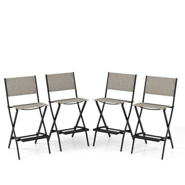 Costway Set of 4 Patio High Seat Barstools with Backs, Foldable Outdoor ...