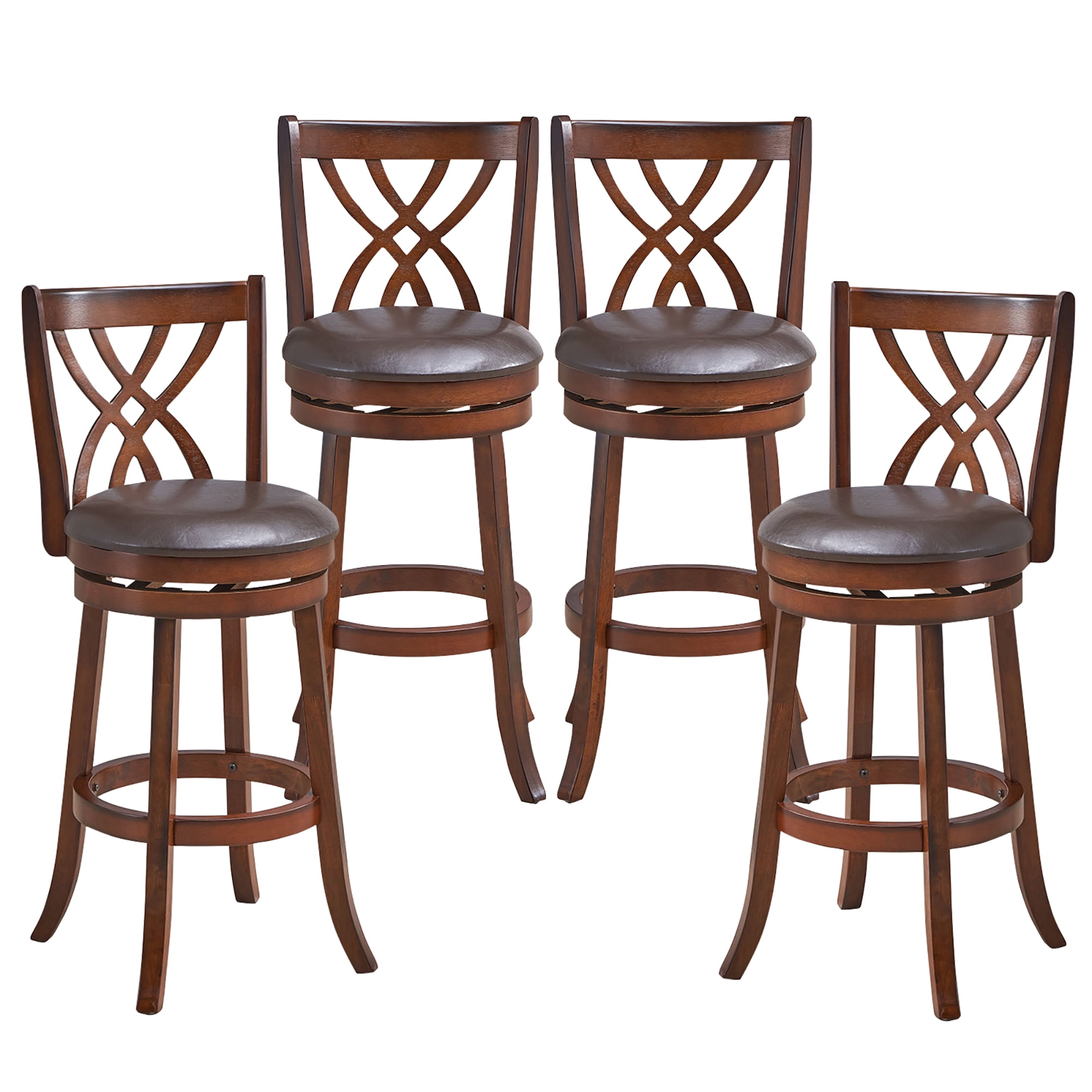 Costway Set of 4 Island Counter Swivel Bar Stools Bar Height Dining Pub ...