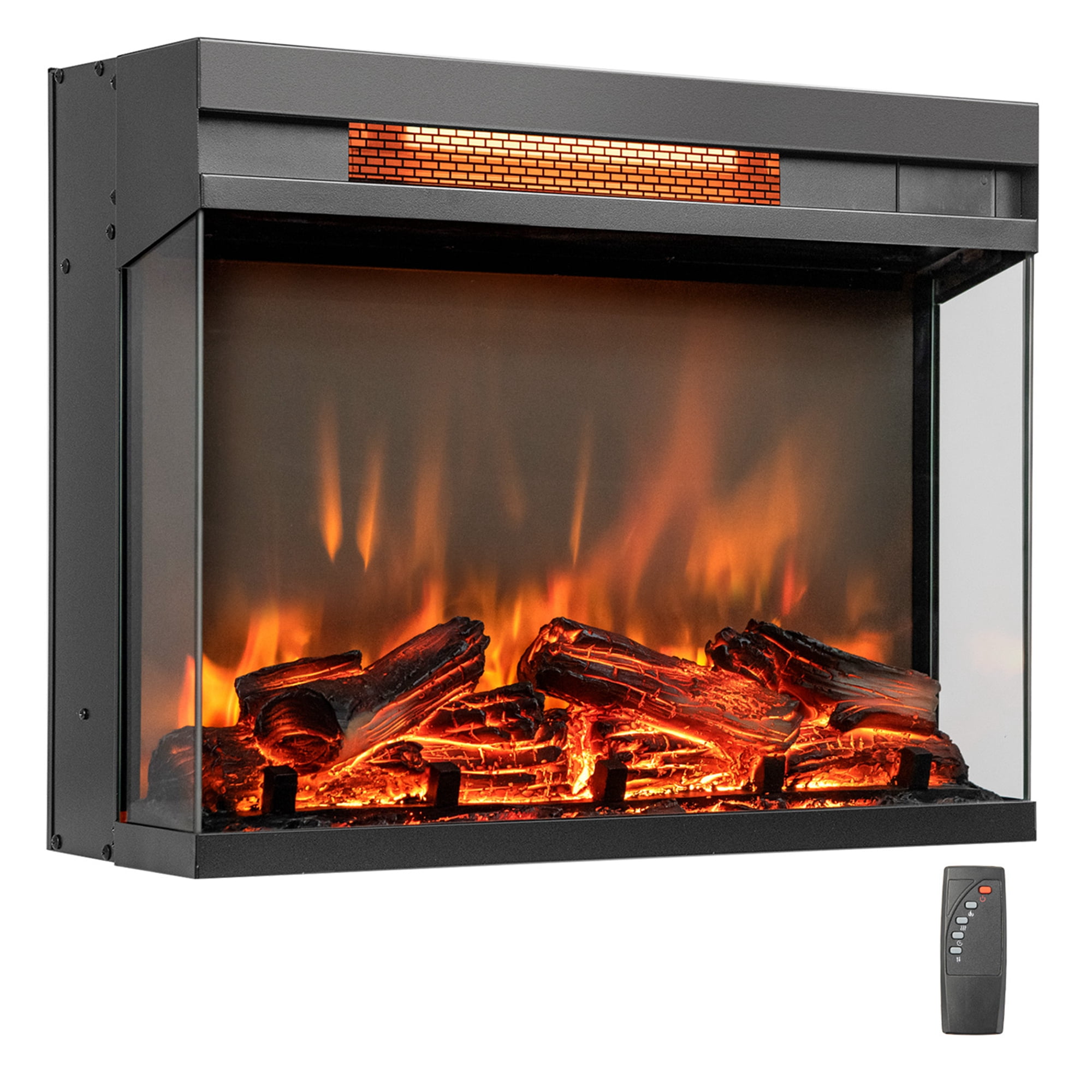 Costway 23'' Indoor 3-Sided Infrared Electric Fireplace Insert with ...