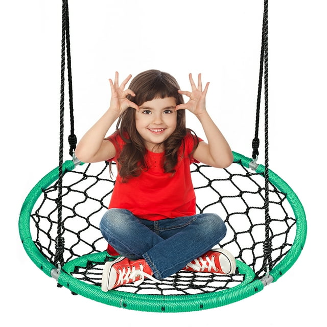 Costway Spider Web Chair Swing w/ Adjustable Hanging Ropes Kids Play ...