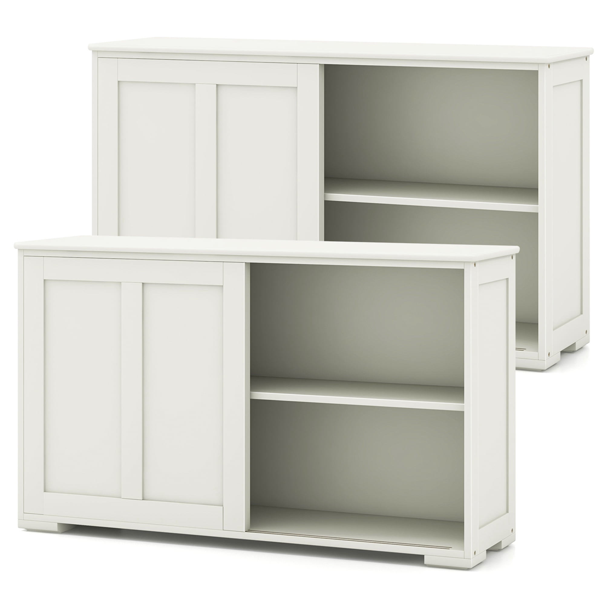 Costway Stackable Buffet Sideboard Set of 2 with Sliding Doors ...