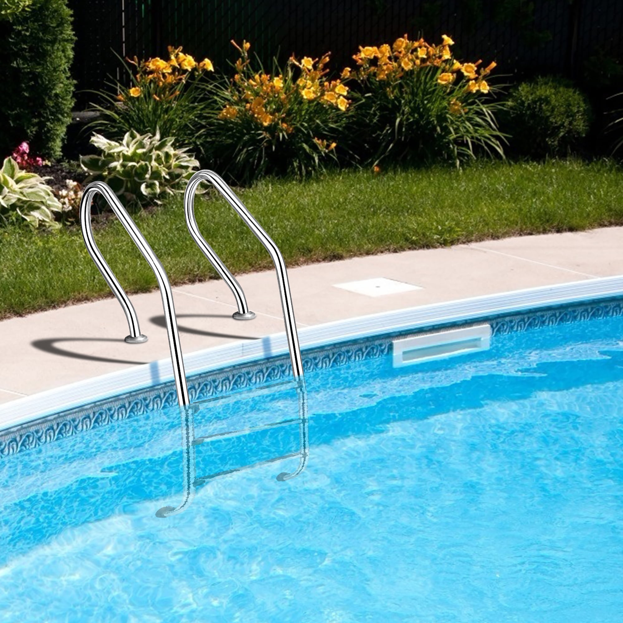 Costway Stainless Steel 3-Step Swimming Pool Ladder Non-Slip for In ...
