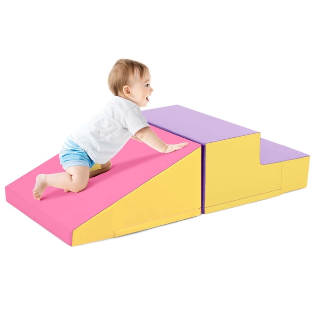 Costway Step and Slide Climber for Infants and Toddlers Baby Soft Foam ...