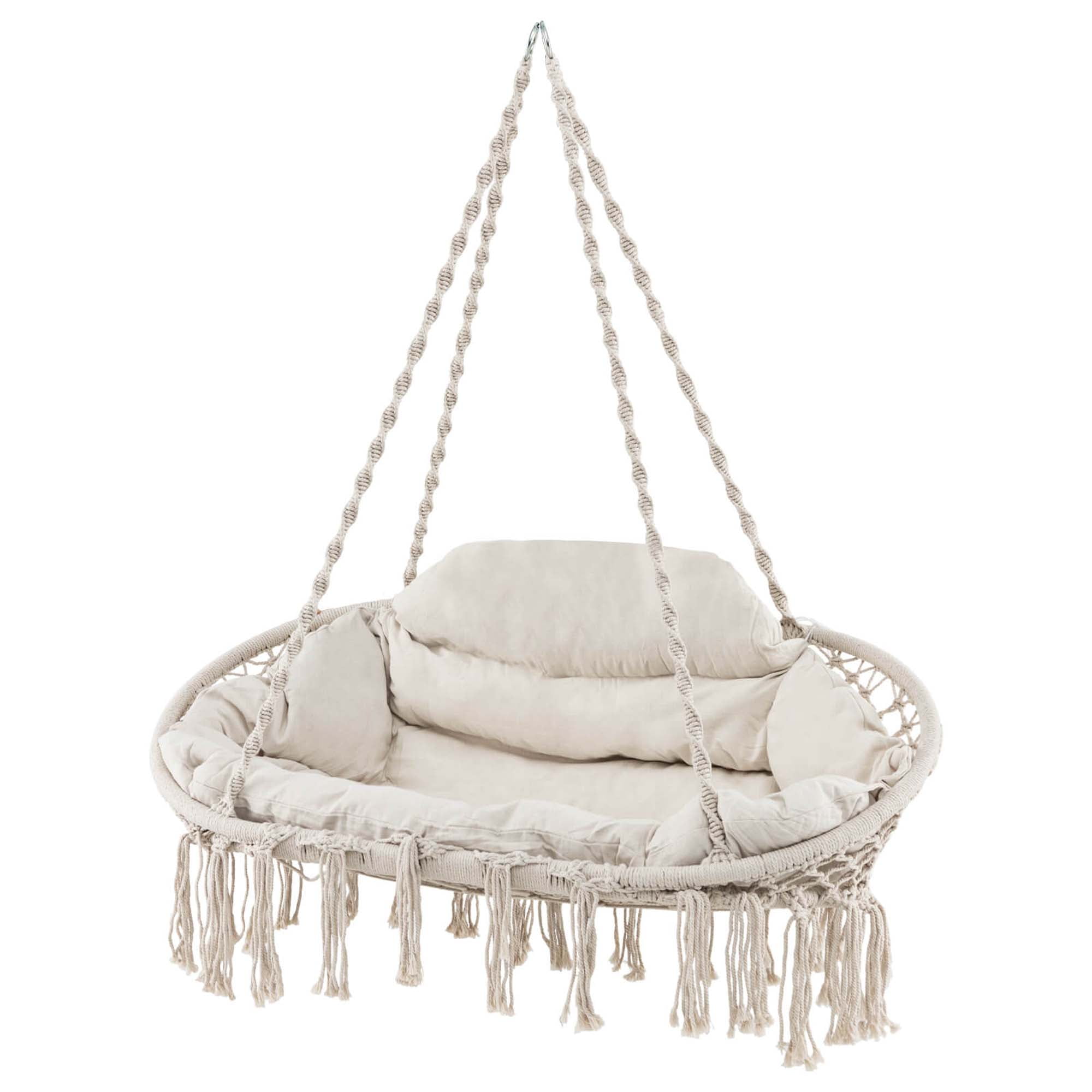 Costway Swing Chair Hand-Woven Rope Hanging Chair with Thick Cushion ...