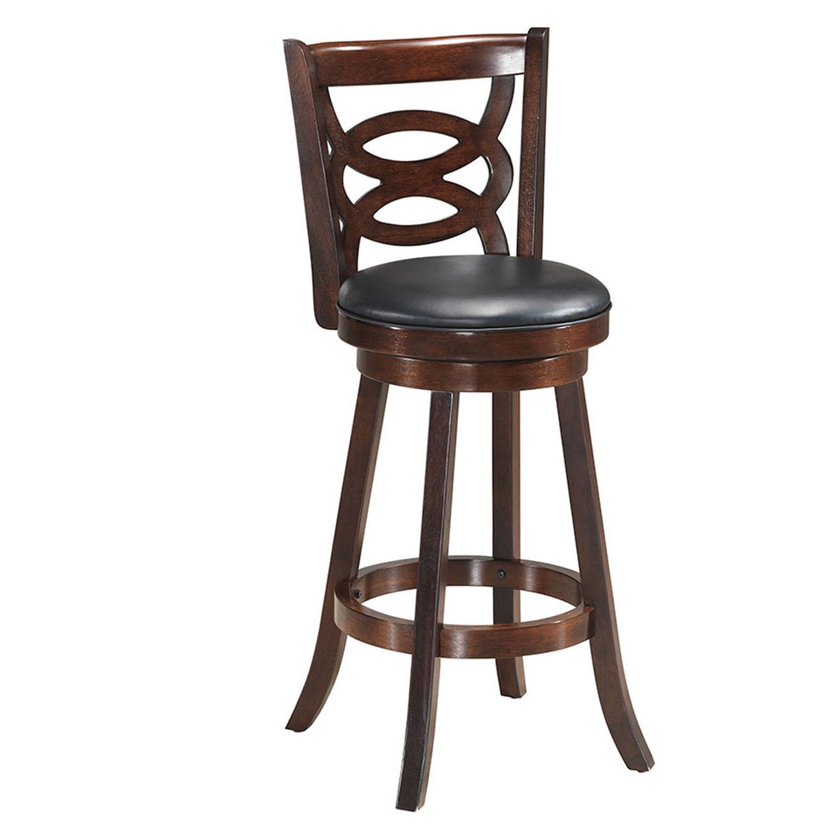 Costway Swivel Stool 29'' Bar Height Upholstered Seat Rubber Wood ...