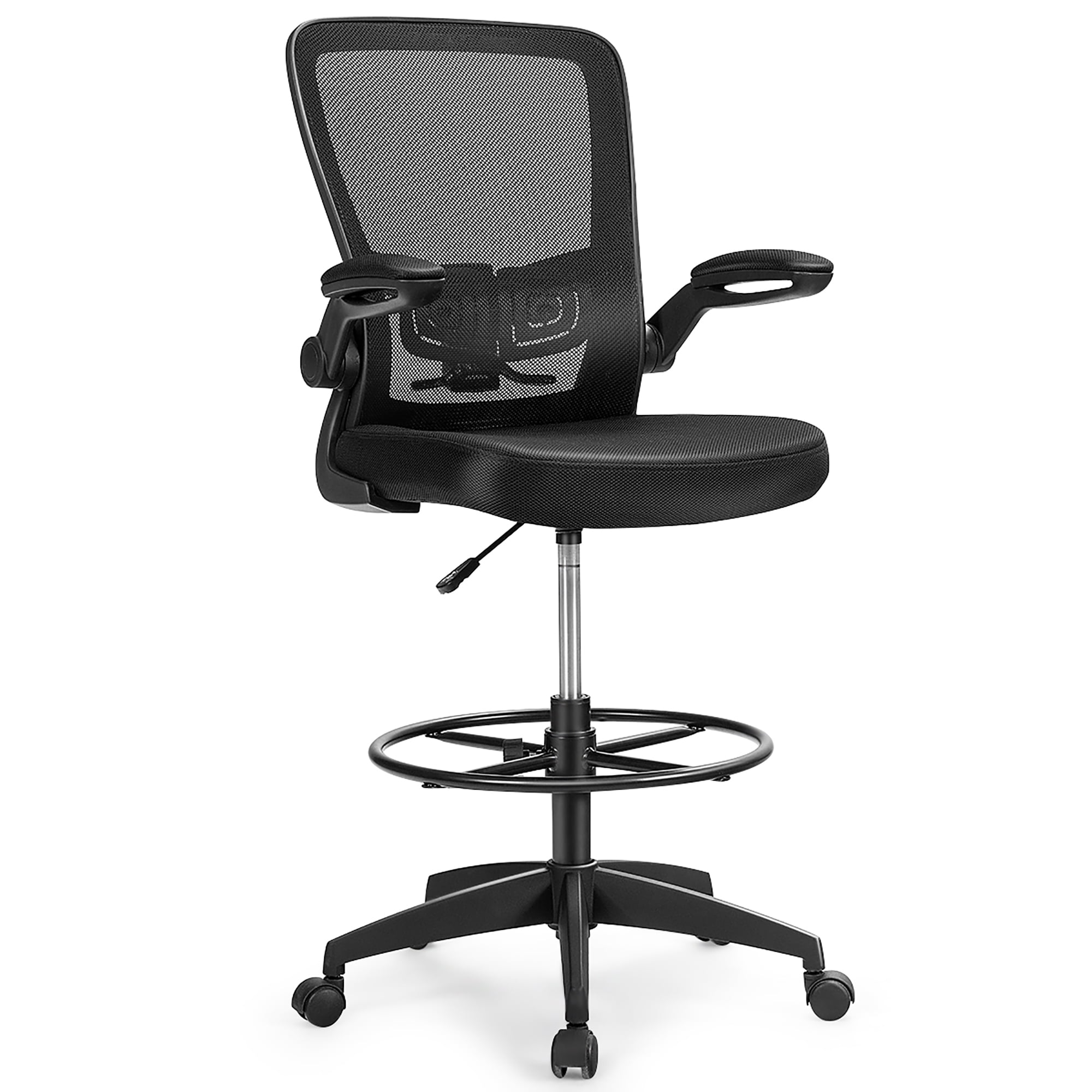 Costway Tall Office Chair Adjustable Height w/Lumbar Support Flip Up ...
