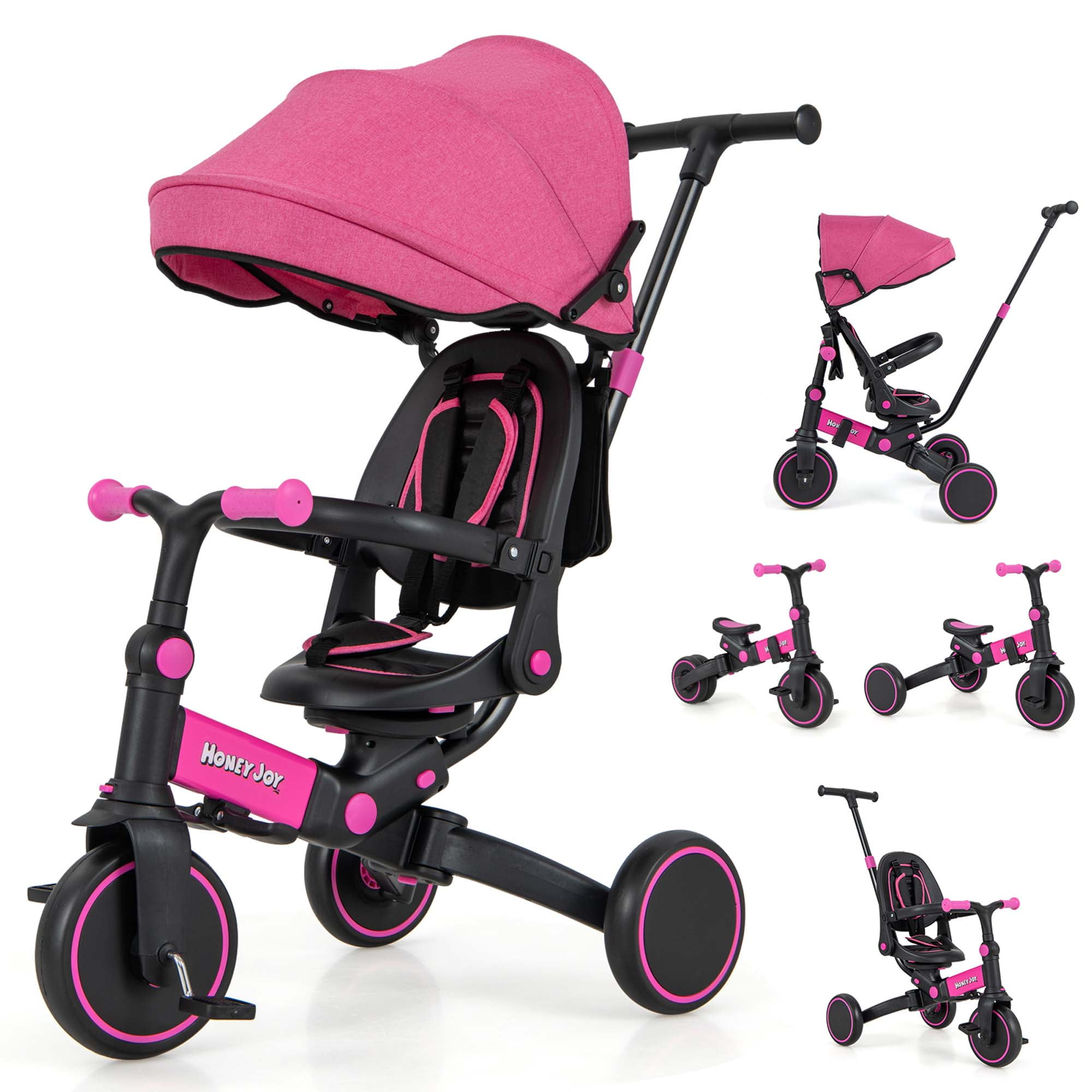 Foldable Kids Tricycle with Push Handle for Toddlers 12-72 Months Old ...
